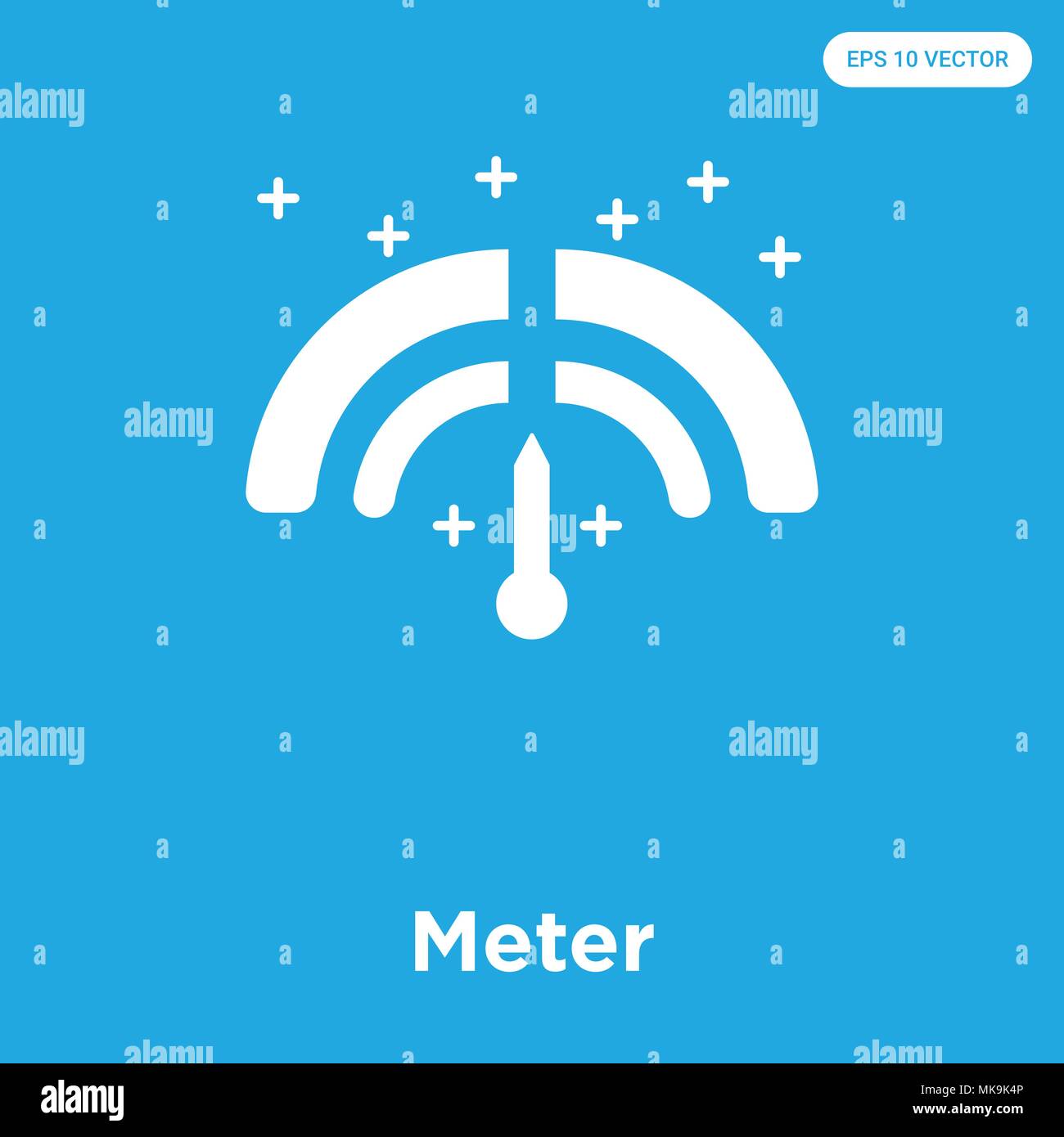 Meter vector icon isolated on blue background, sign and symbol Stock ...