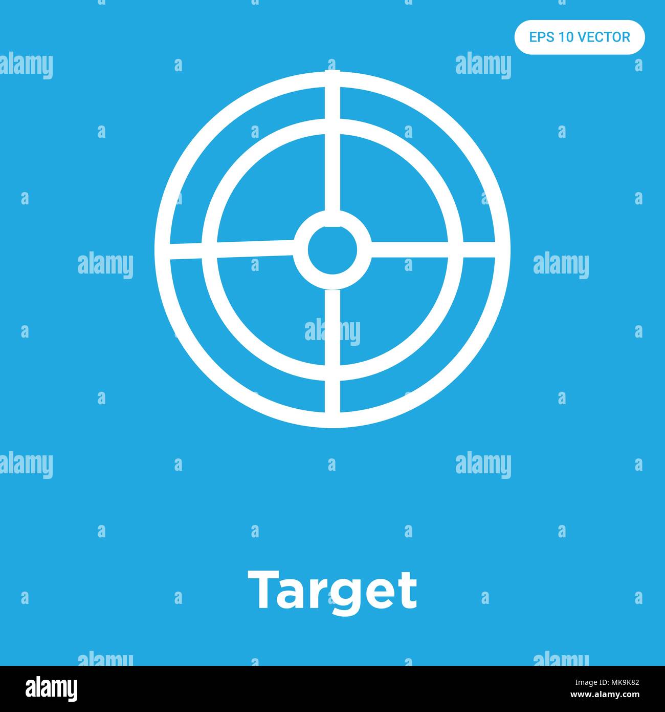 Target vector icon isolated on blue background, sign and symbol Stock ...
