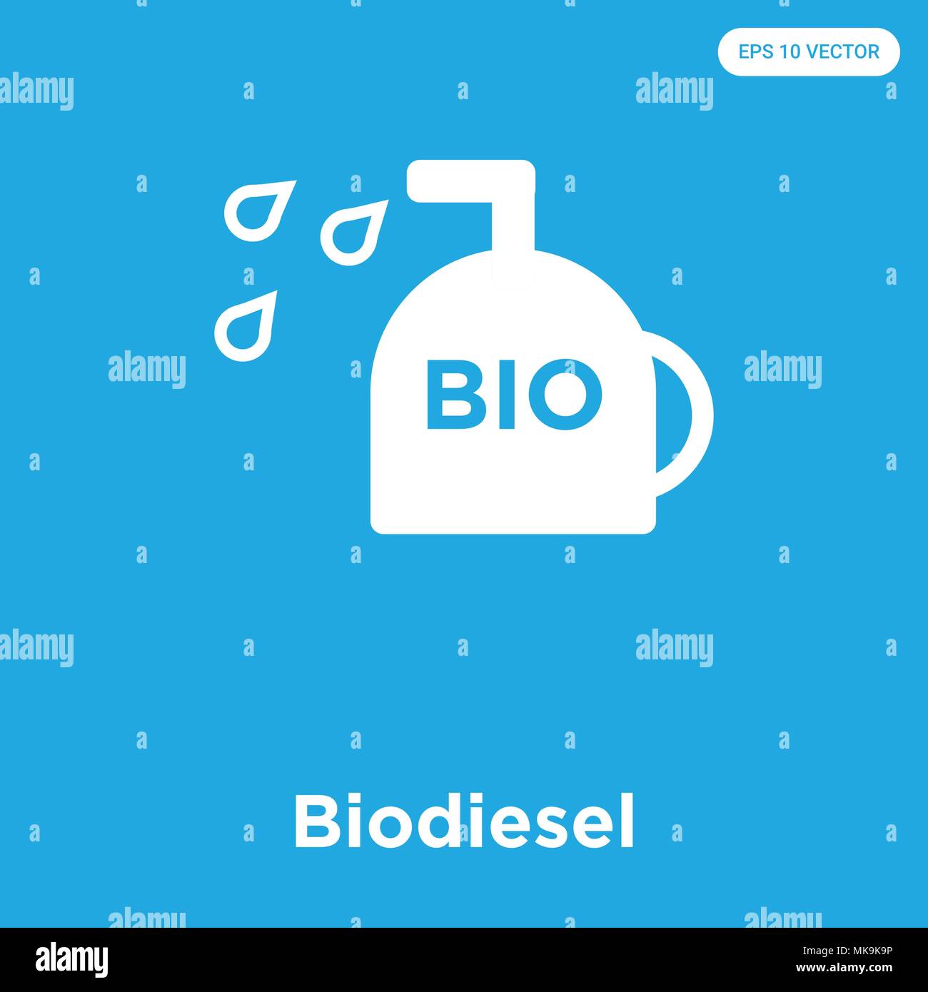 Biodiesel vector icon isolated on blue background, sign and symbol ...