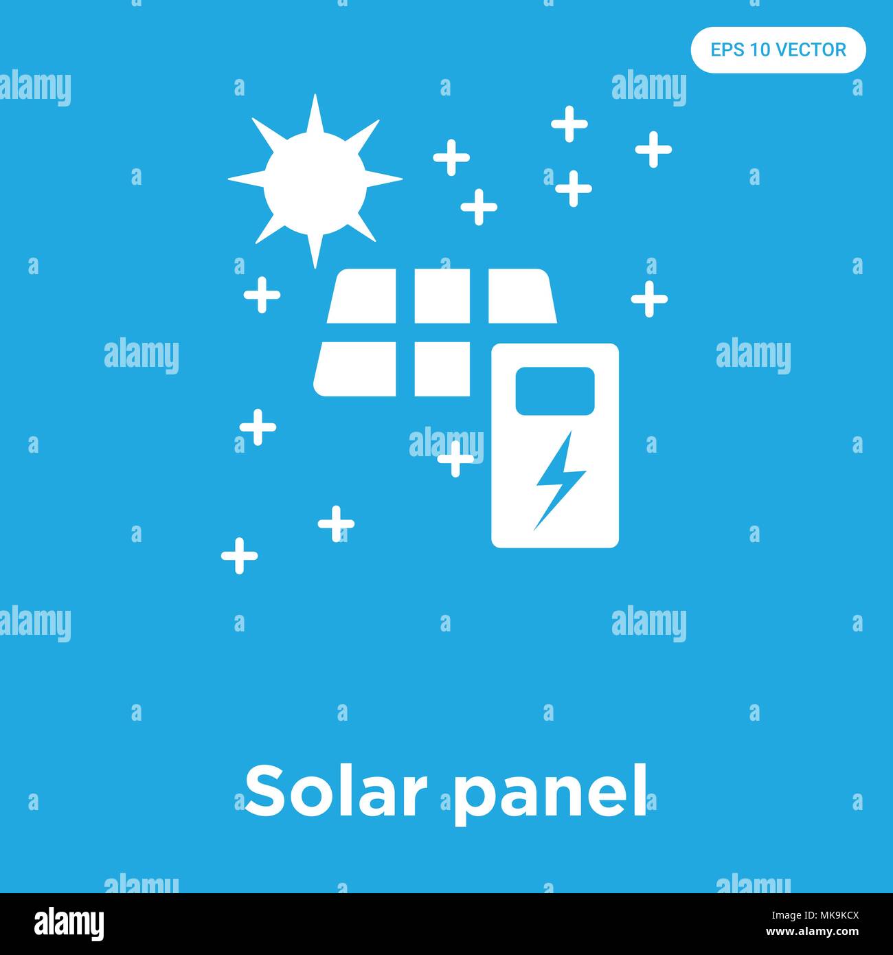 Solar panel vector icon isolated on blue background, sign and symbol ...