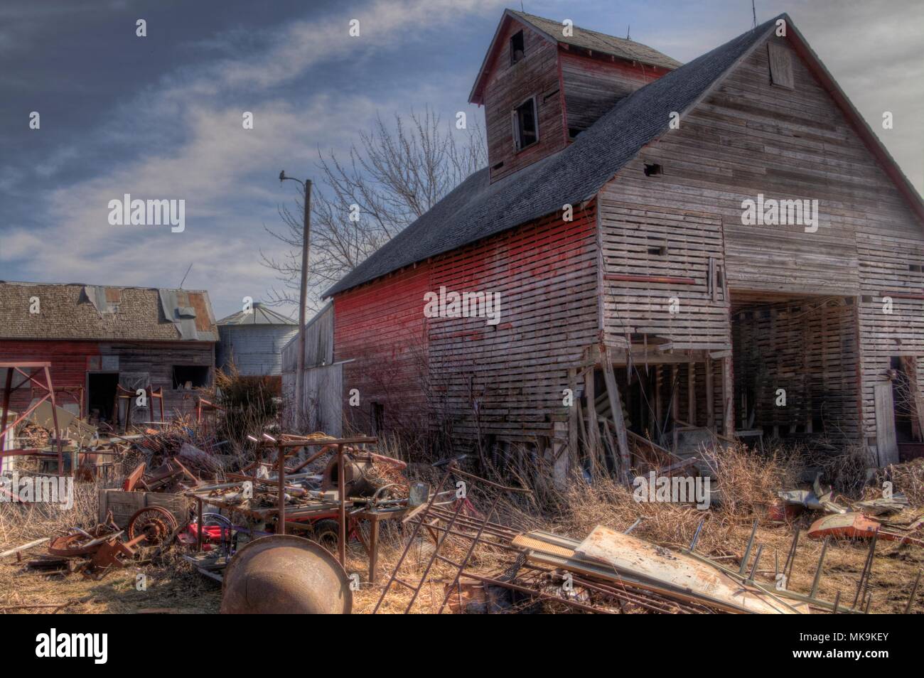 An old neglected Farm and Equipment from the Mid-20th Century in ...