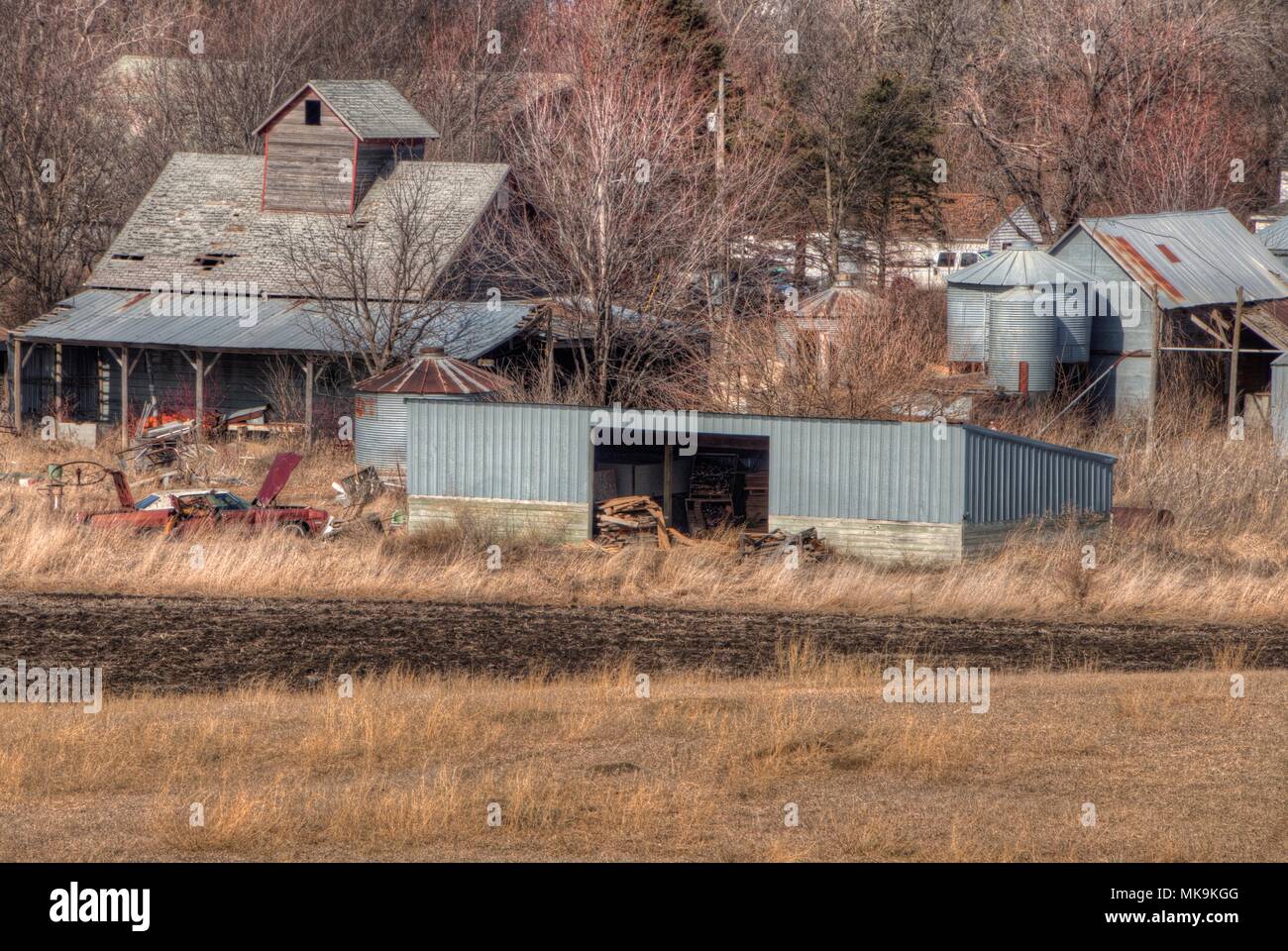 An old neglected Farm and Equipment from the Mid-20th Century in ...