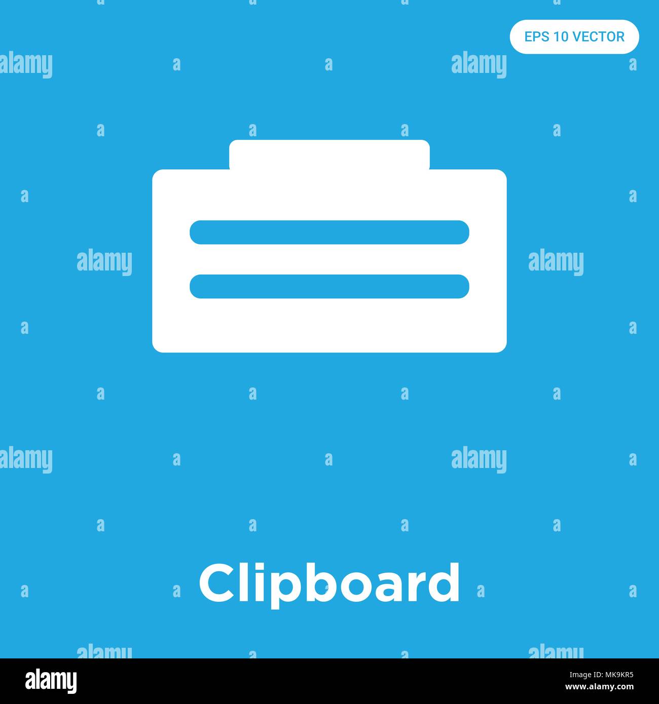Clipboard vector icon isolated on blue background, sign and symbol ...