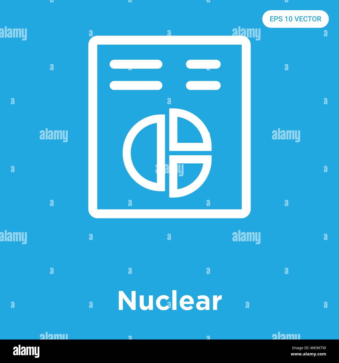 Nuclear vector icon isolated on blue background, sign and symbol Stock ...
