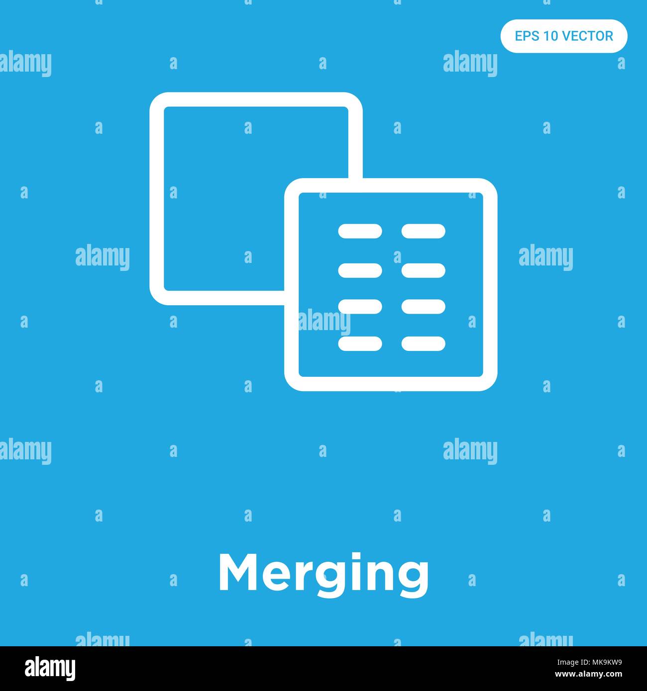 Merging vector icon isolated on blue background, sign and symbol Stock ...