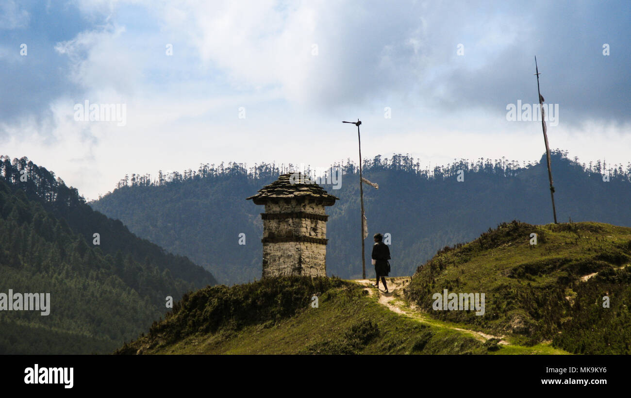 Landscape of mountain Phobjikha valley, Bhutan, Himalayas Stock Photo ...
