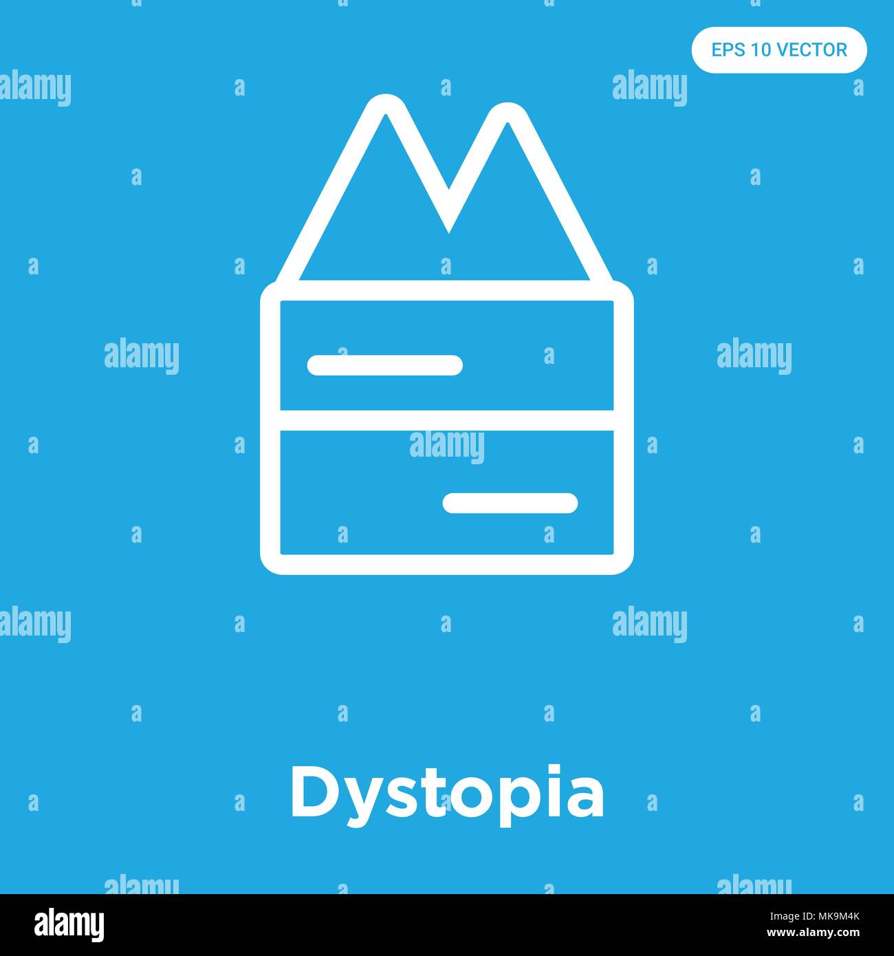 Dystopia vector icon isolated on blue background, sign and symbol Stock ...