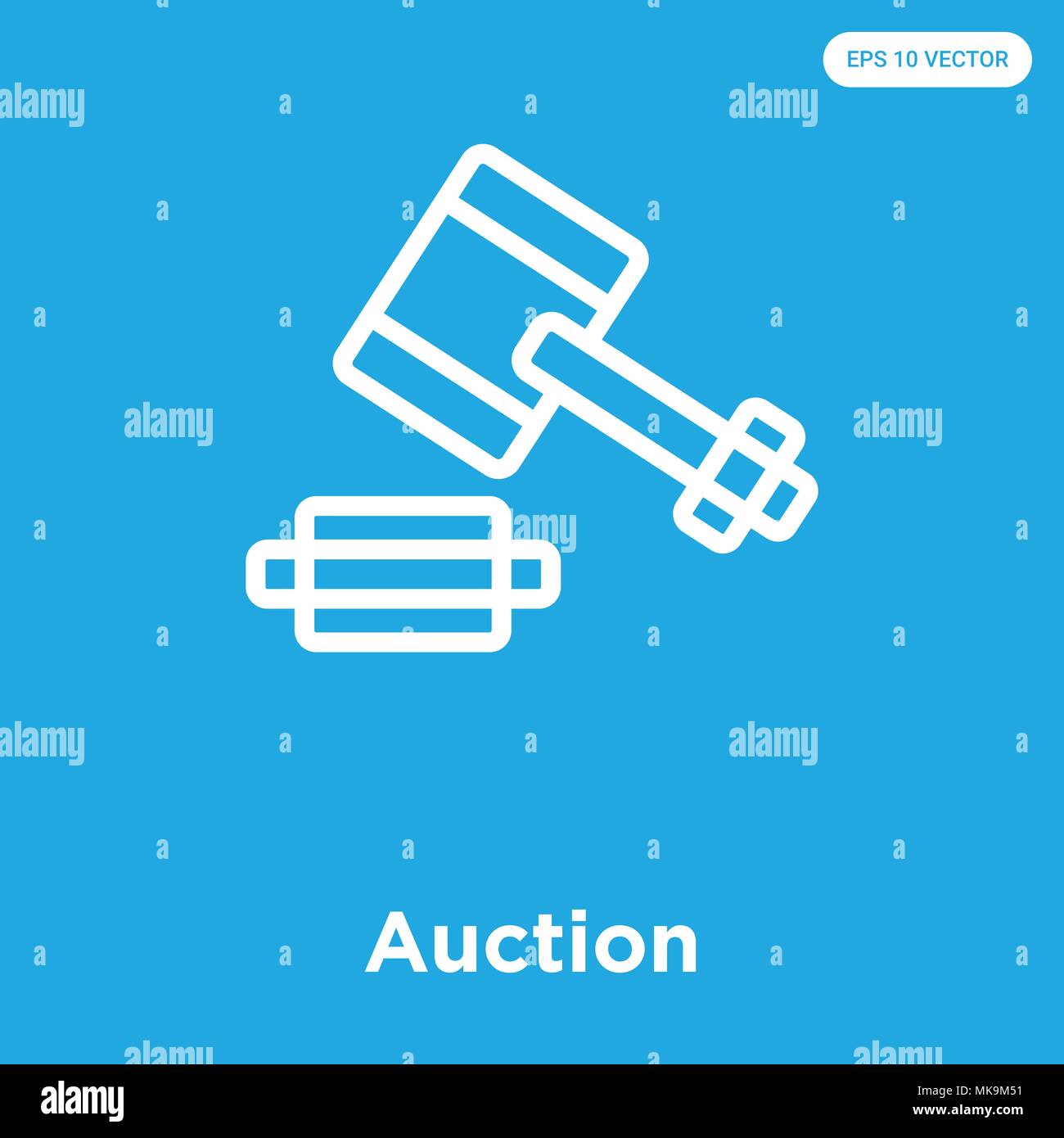 Auction vector icon isolated on blue background, sign and symbol Stock ...