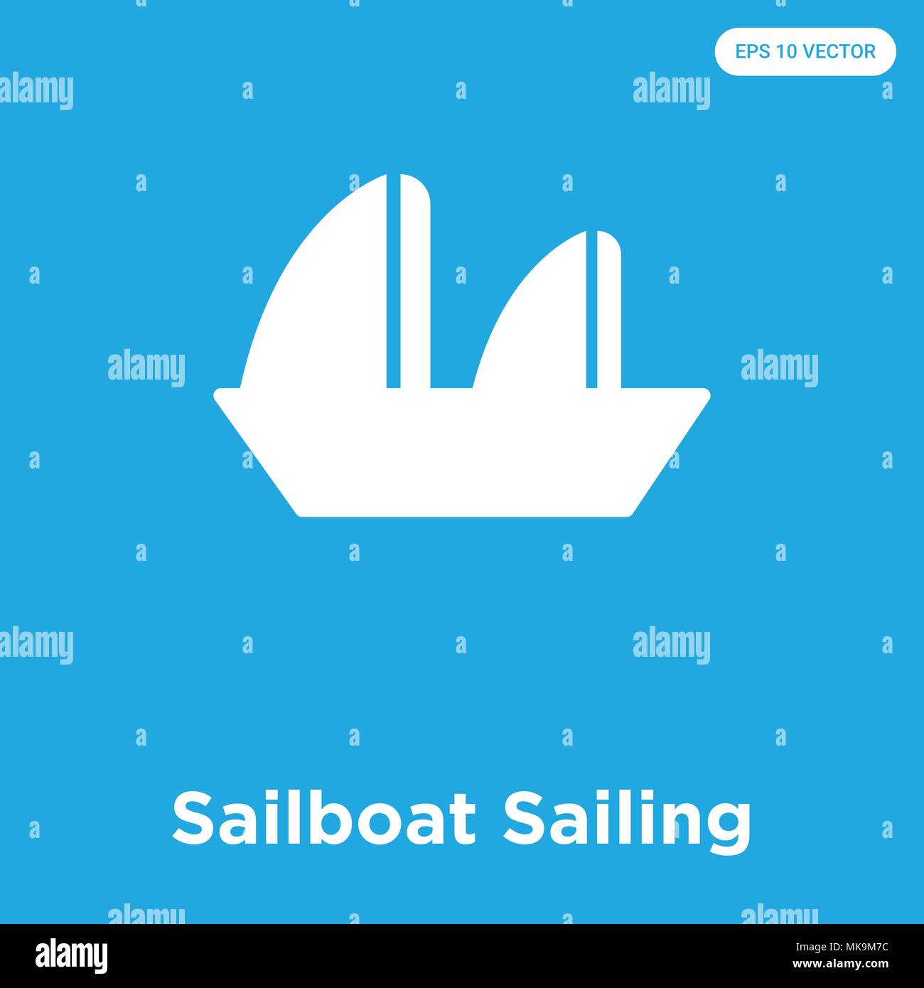 Sailboat Sailing vector icon isolated on blue background, sign and ...