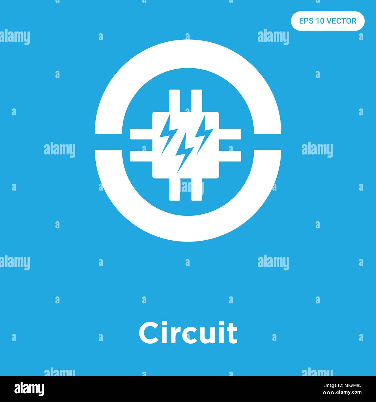 Circuit vector icon isolated on blue background, sign and symbol Stock ...