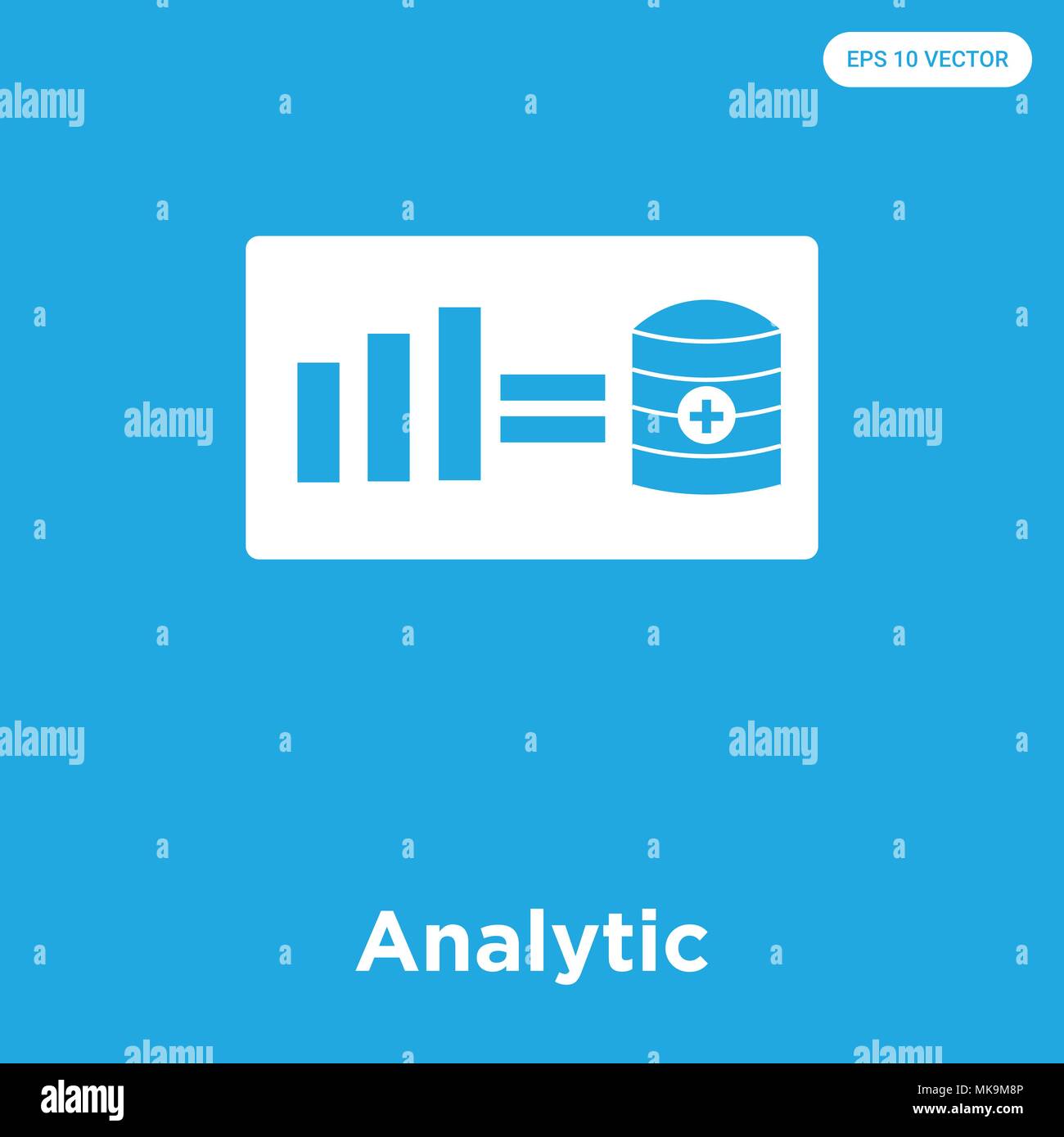 Analytic vector icon isolated on blue background, sign and symbol Stock ...