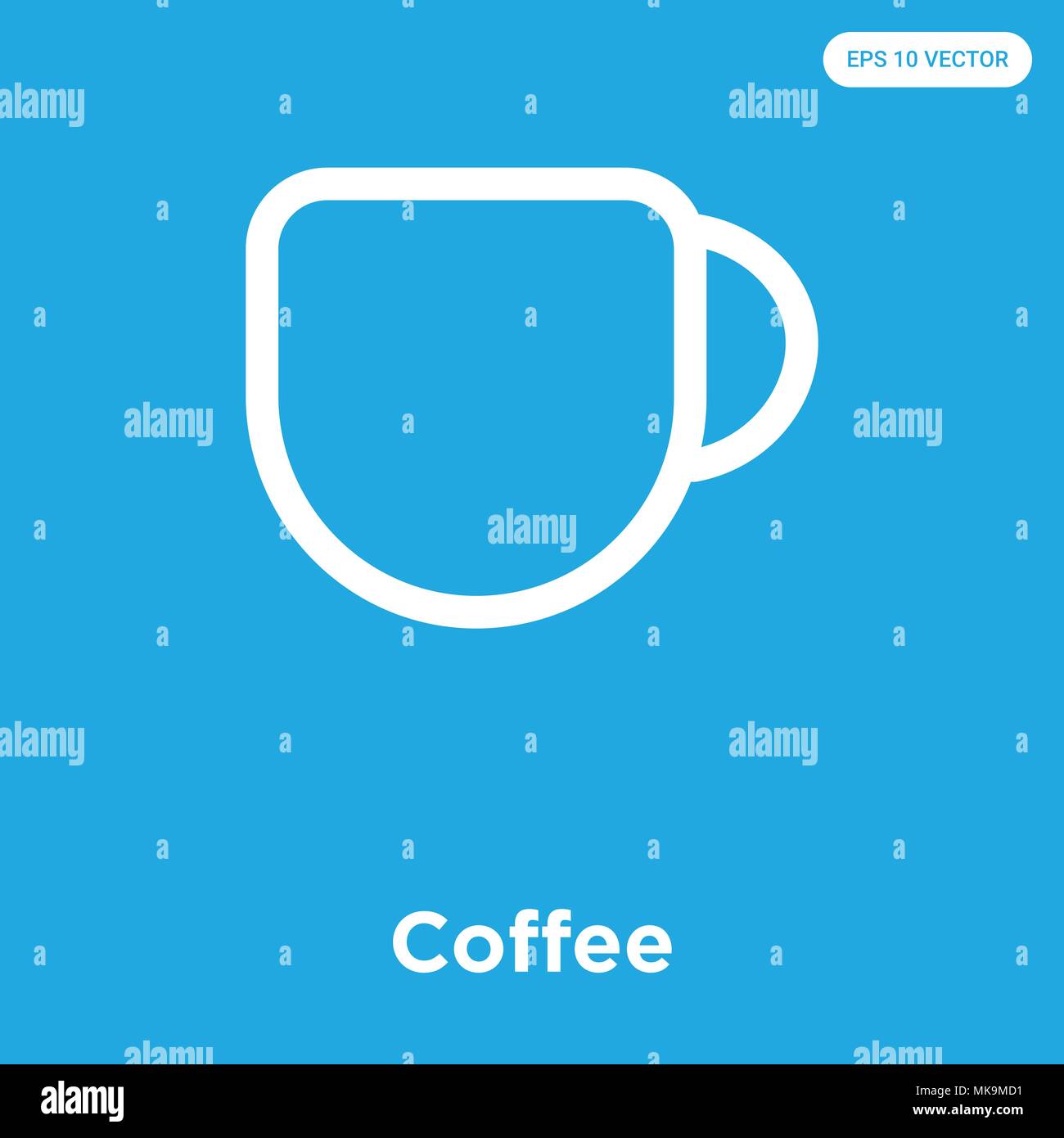 Coffee vector icon isolated on blue background, sign and symbol Stock ...
