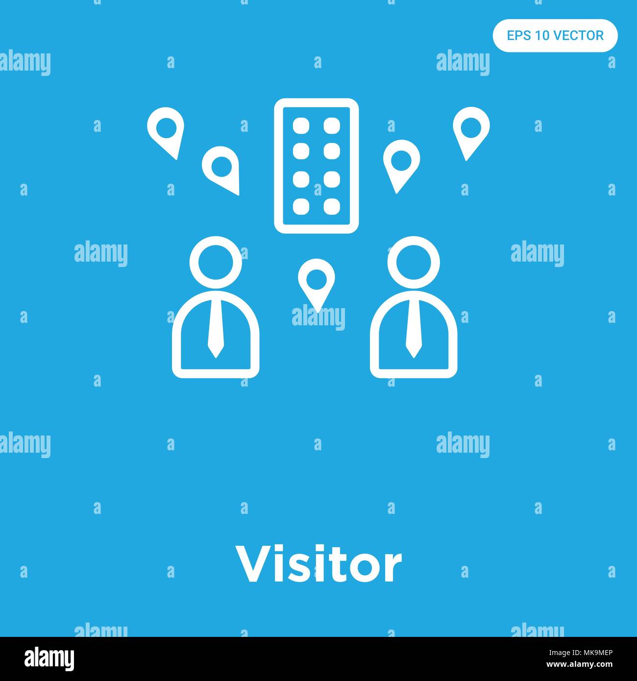 Visitor vector icon isolated on blue background, sign and symbol Stock ...