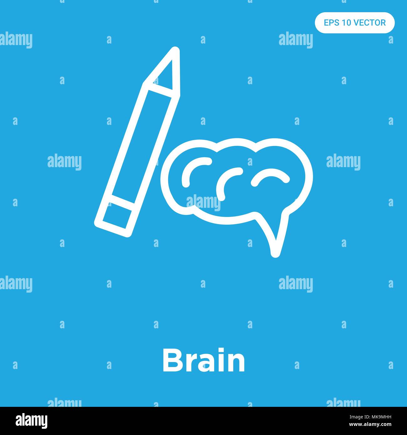 Brain vector icon isolated on blue background, sign and symbol Stock ...