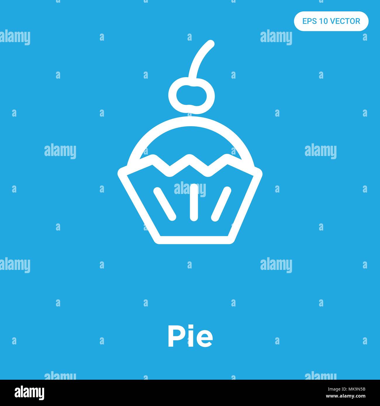 Pie vector icon isolated on blue background, sign and symbol Stock ...