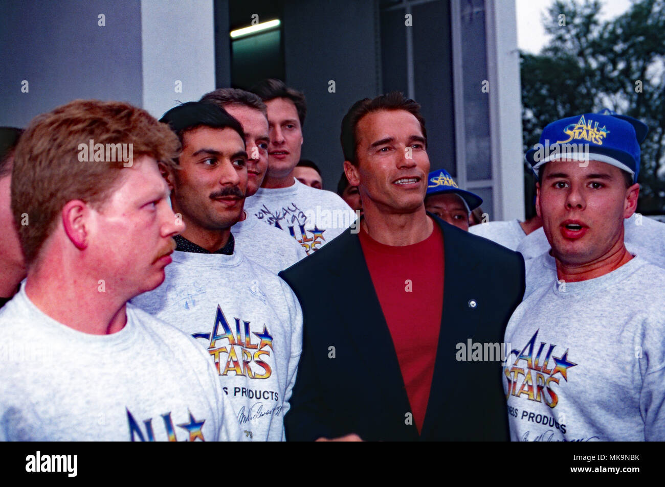 Arnold Schwarzenegger auf der FIBO Fitnessmesse in Essen, Deutschland ...