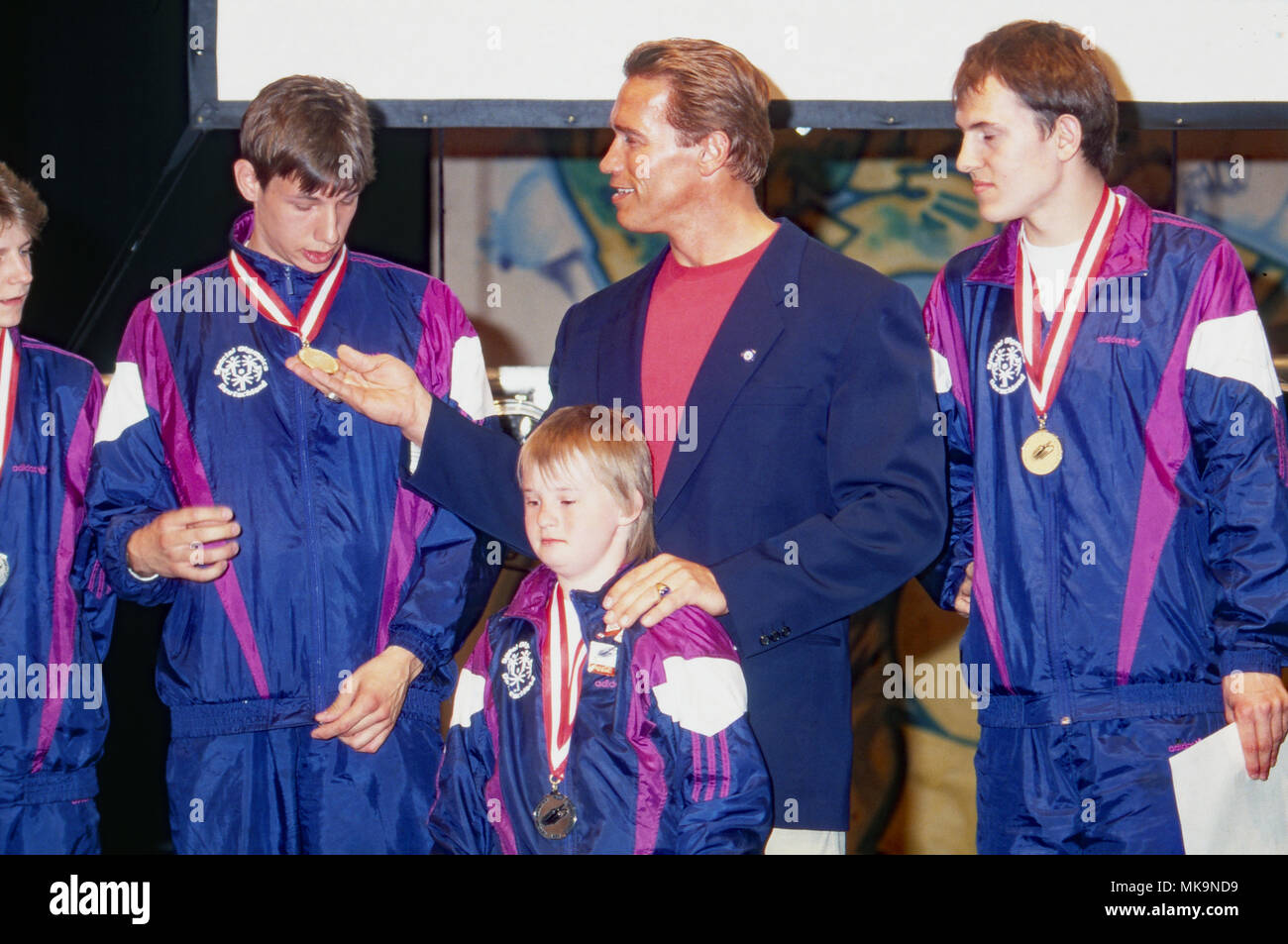 Arnold Schwarzenegger auf der FIBO Fitnessmesse in Essen, Deutschland ...