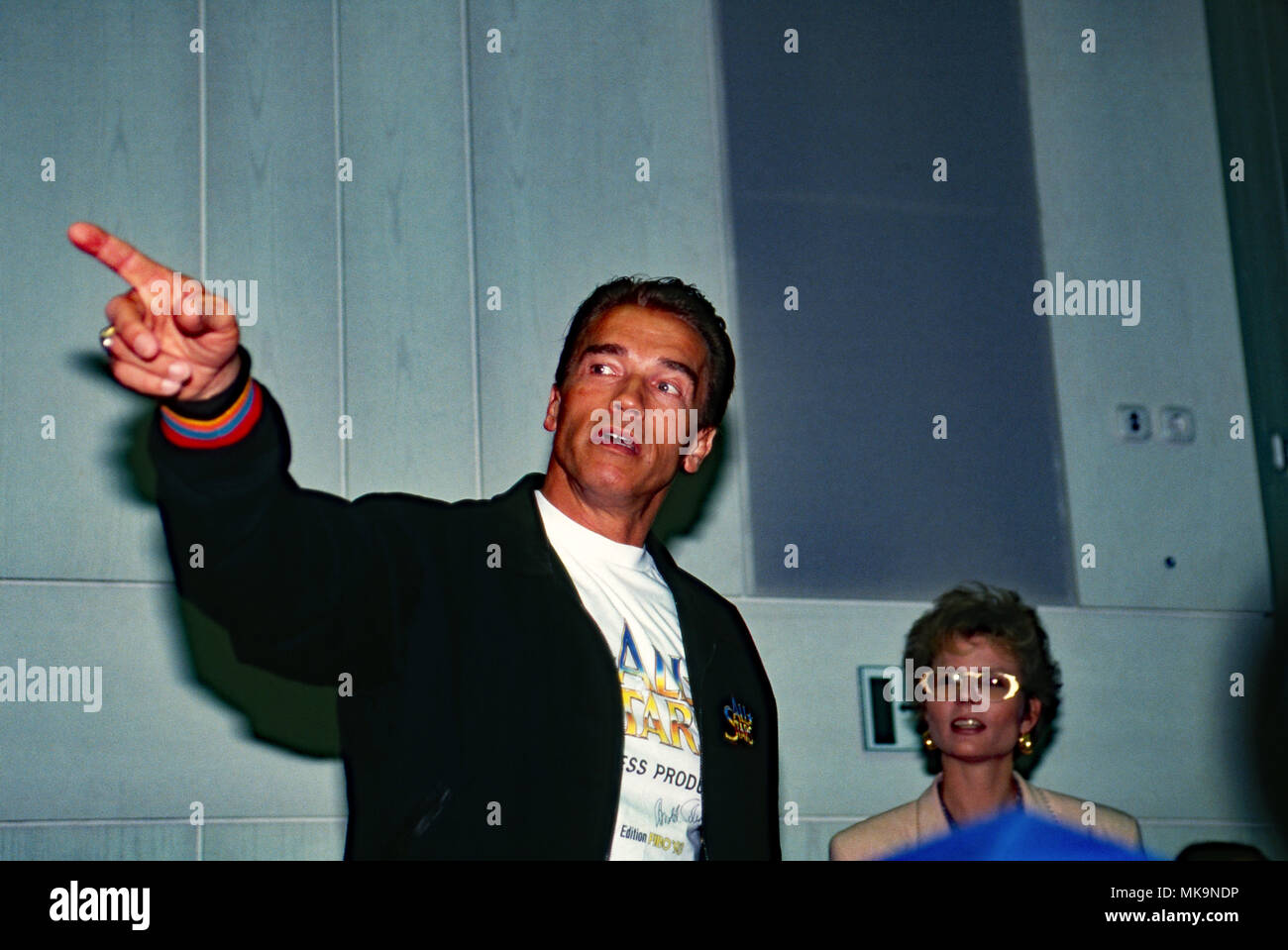 Arnold Schwarzenegger auf der FIBO Fitnessmesse in Essen, Deutschland ...