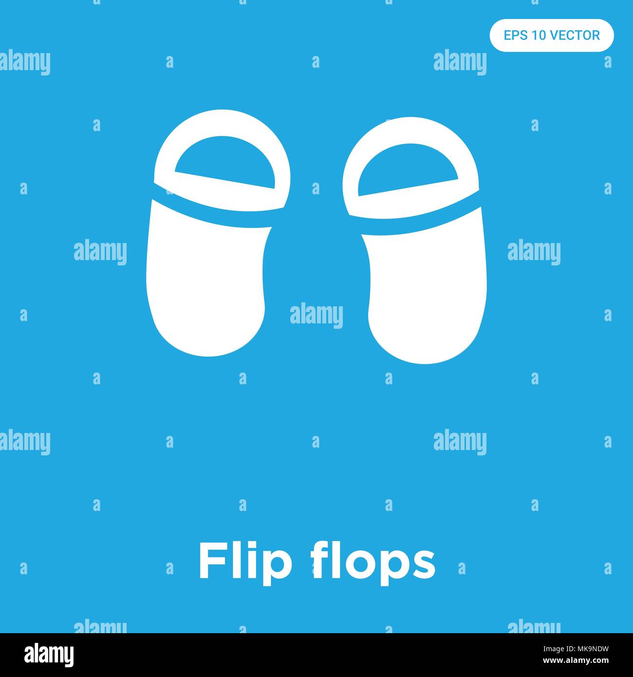 Flip flops vector icon isolated on blue background, sign and symbol ...