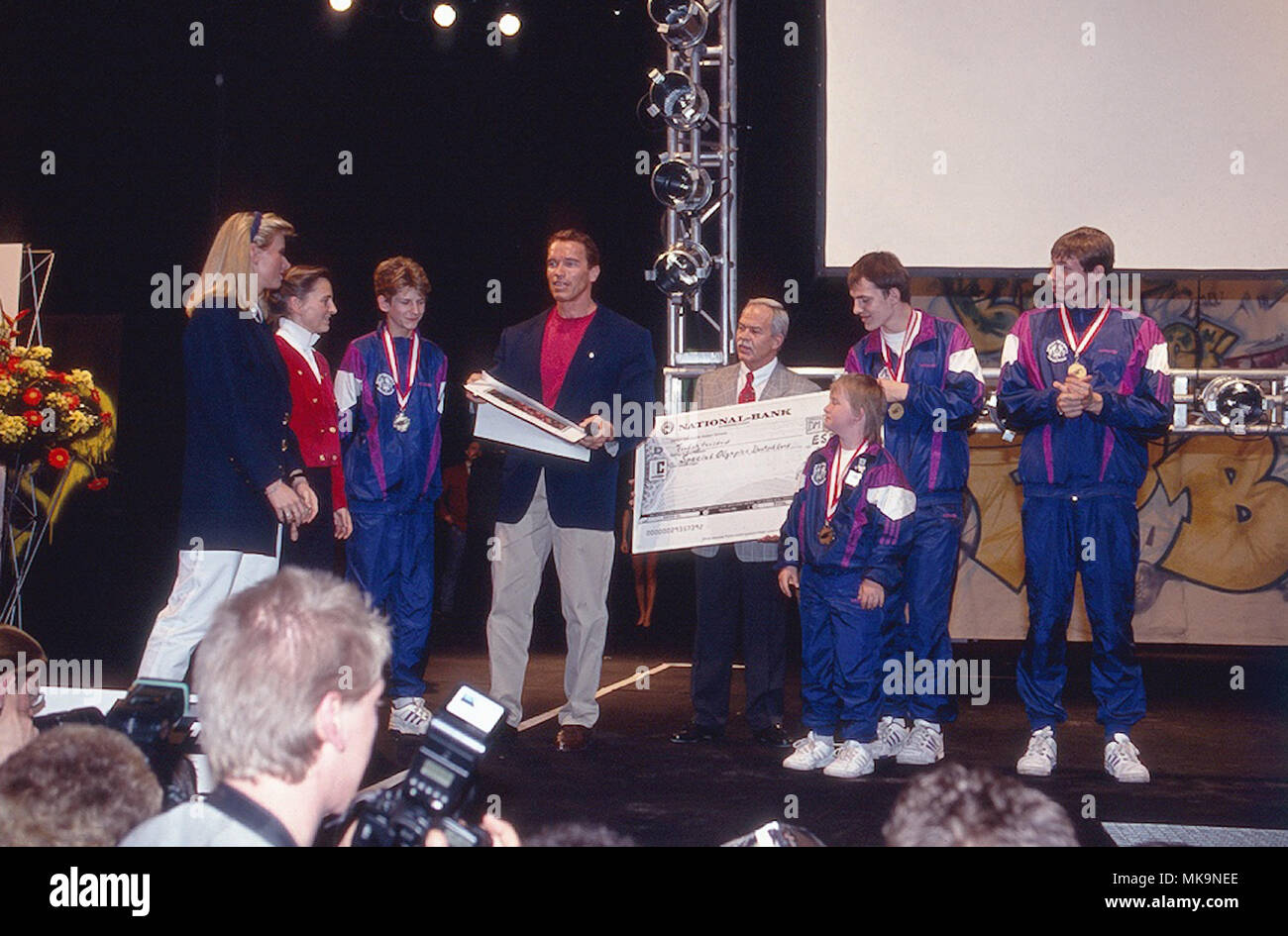 Arnold Schwarzenegger auf der FIBO Fitnessmesse in Essen, Deutschland ...