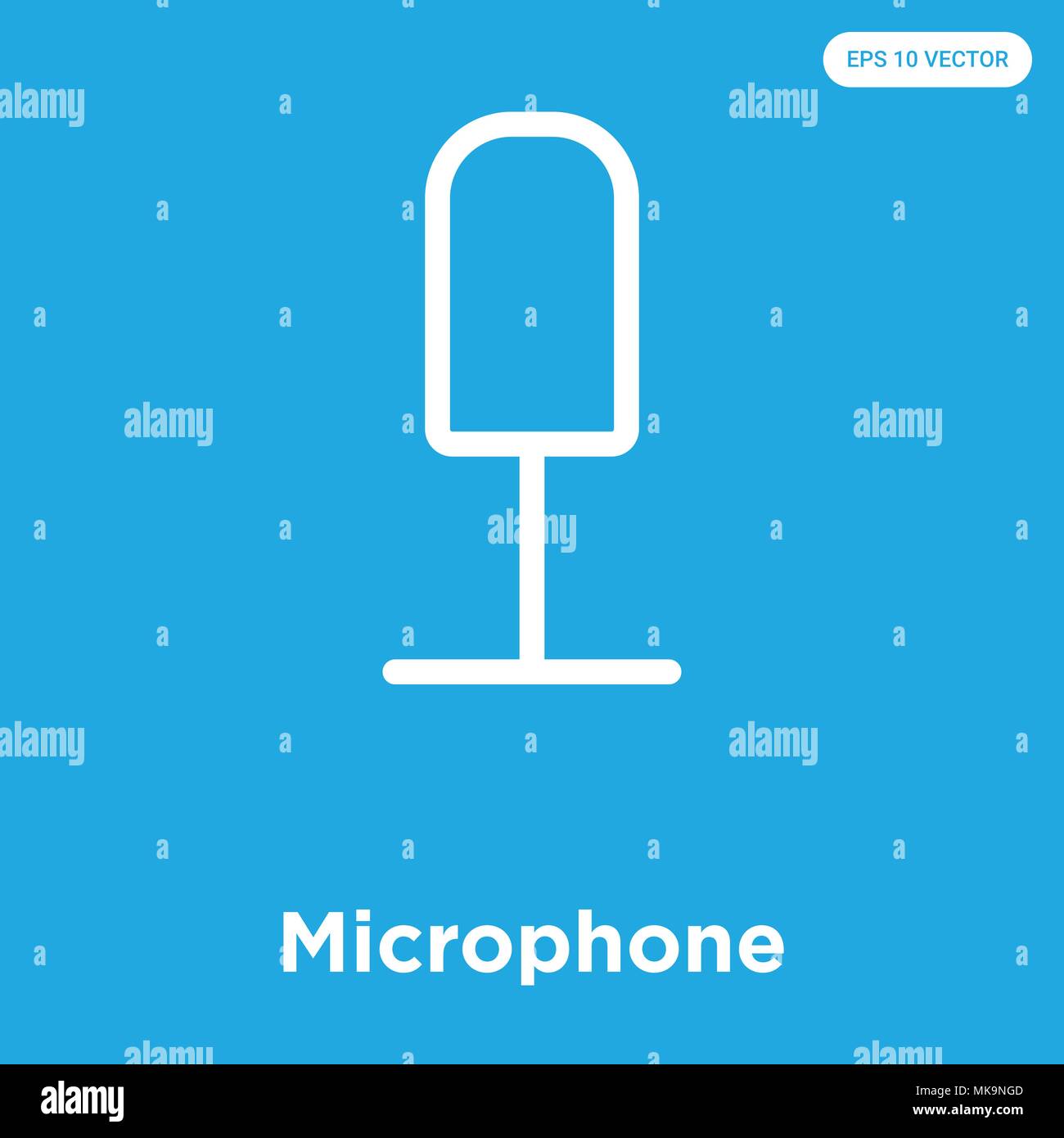 Microphone vector icon isolated on blue background, sign and symbol ...
