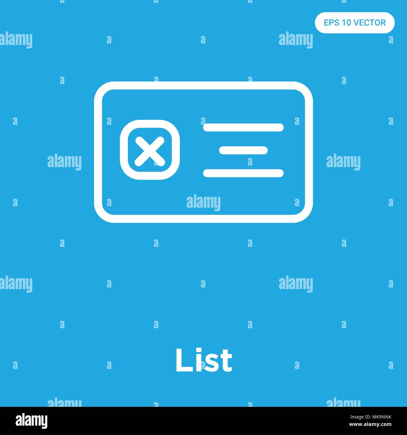 List vector icon isolated on blue background, sign and symbol Stock ...