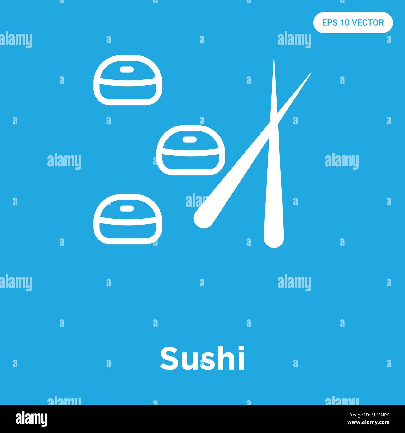 Sushi vector icon isolated on blue background, sign and symbol Stock ...