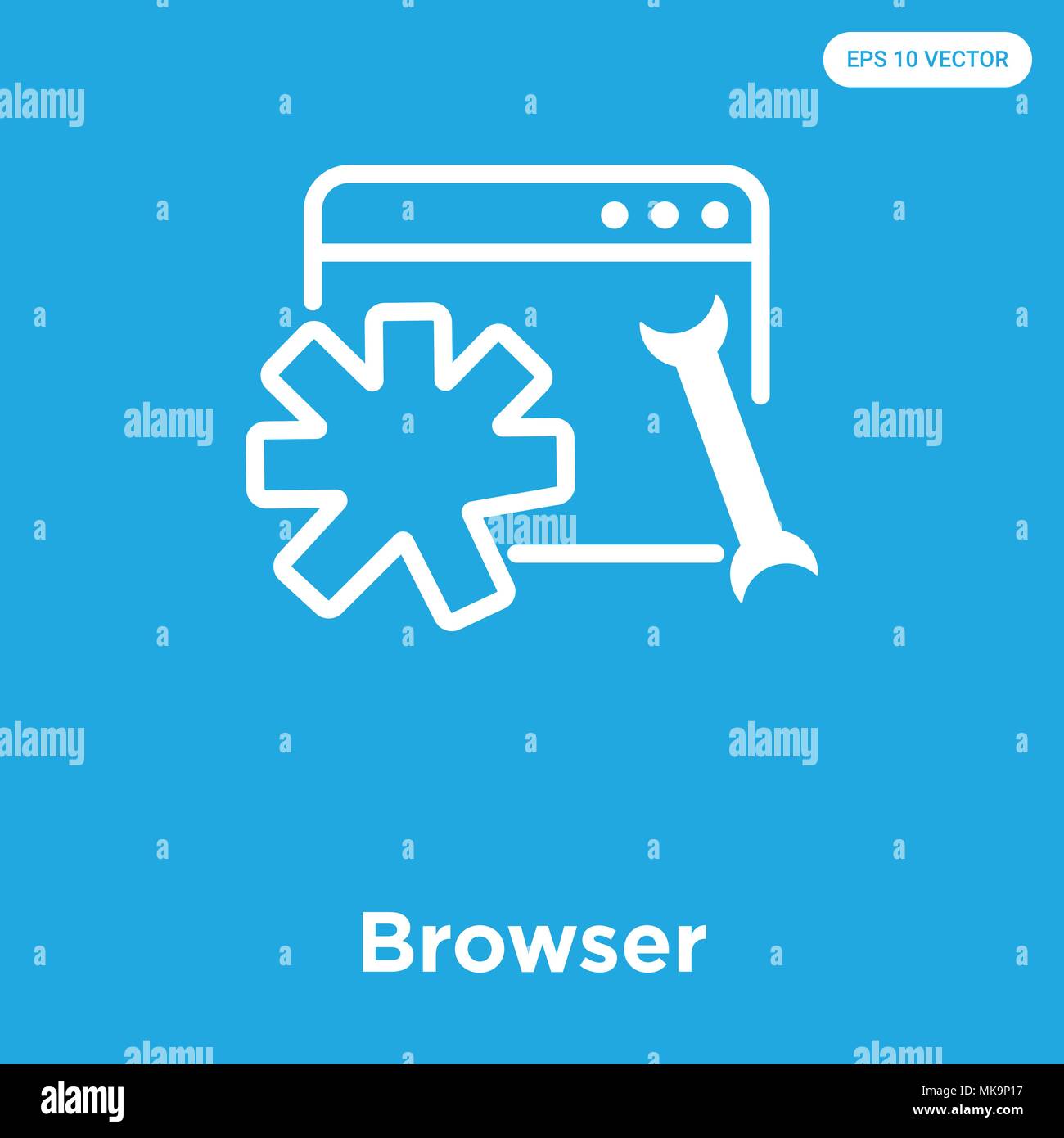 Browser vector icon isolated on blue background, sign and symbol Stock ...