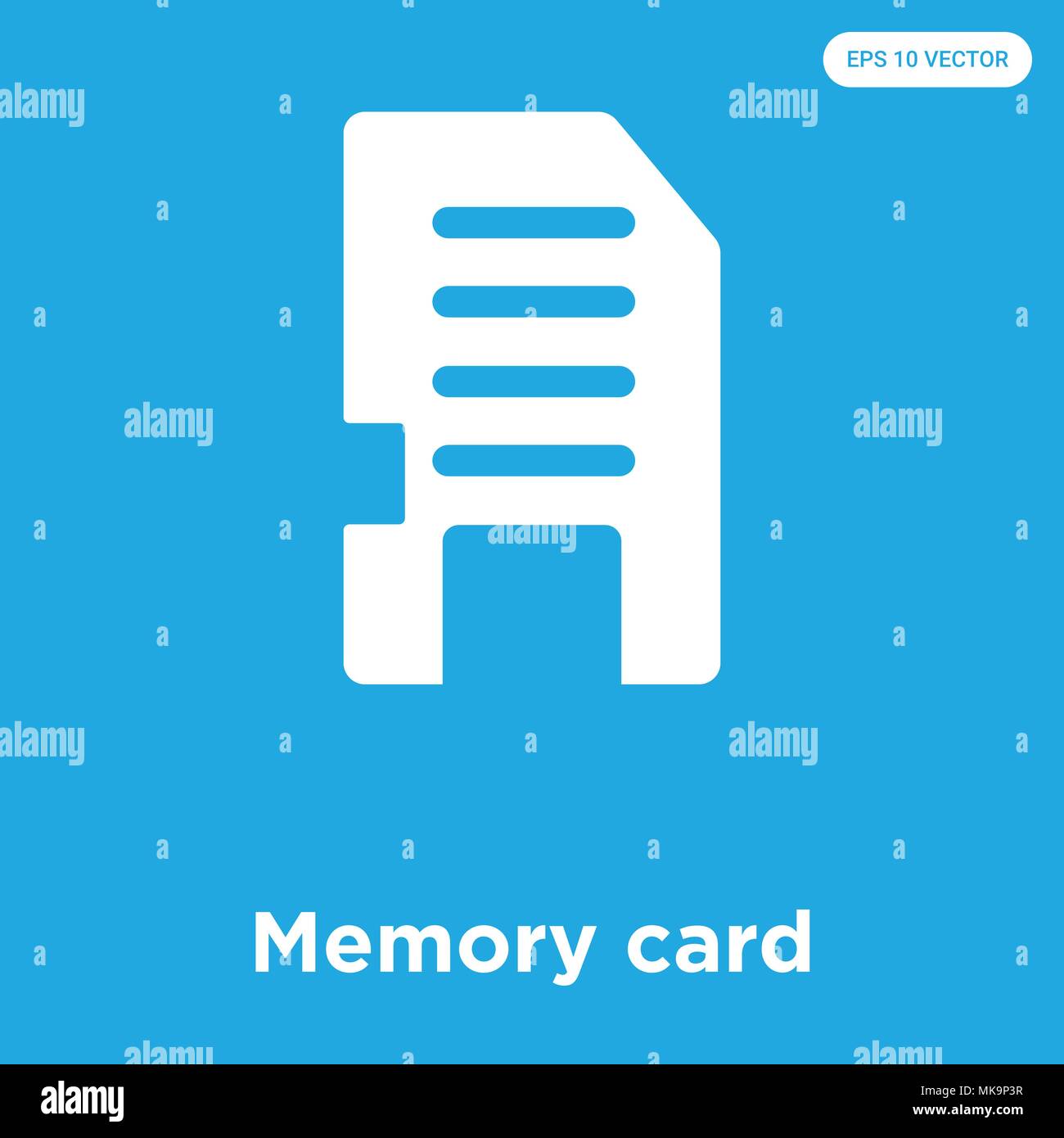 Memory card vector icon isolated on blue background, sign and symbol ...