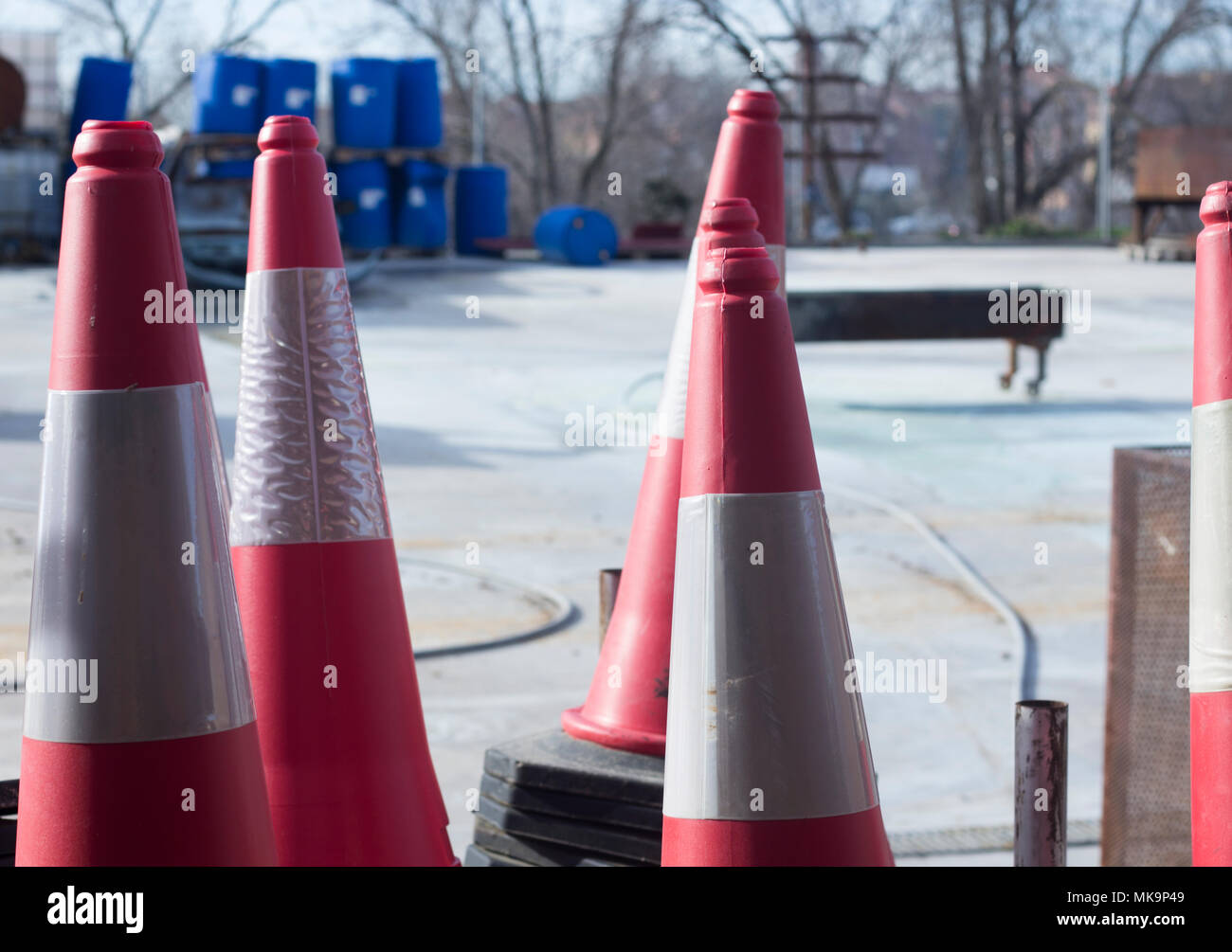 Fire station firefighter training equipment Traffic cones bollards used ...