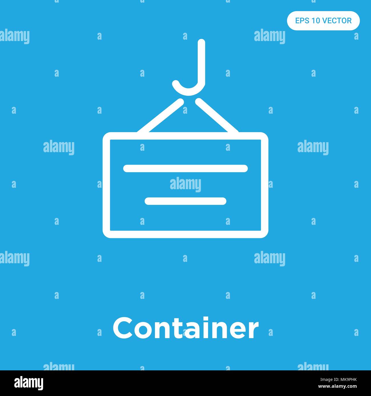 Container vector icon isolated on blue background, sign and symbol ...