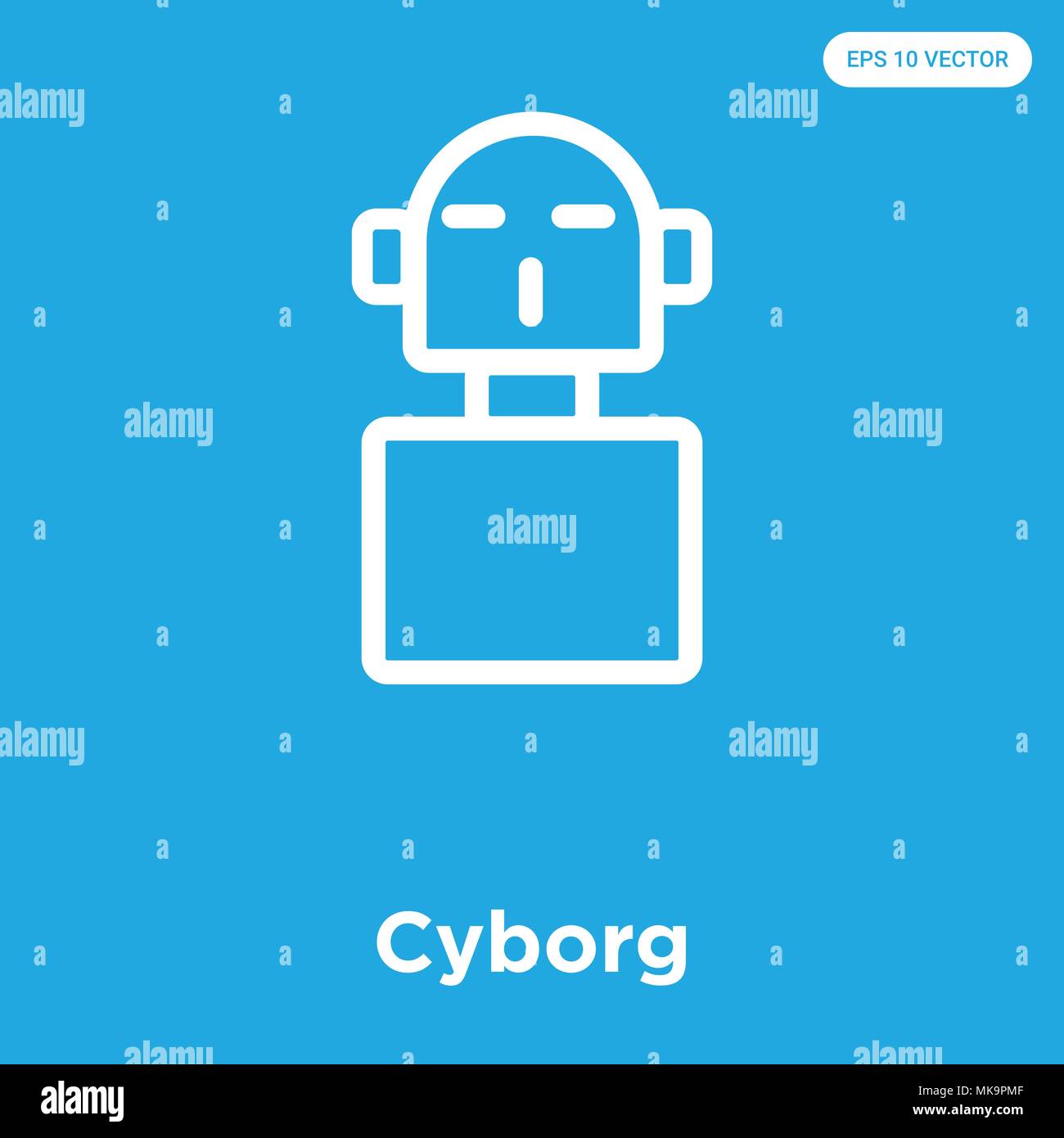 Cyborg vector icon isolated on blue background, sign and symbol Stock ...