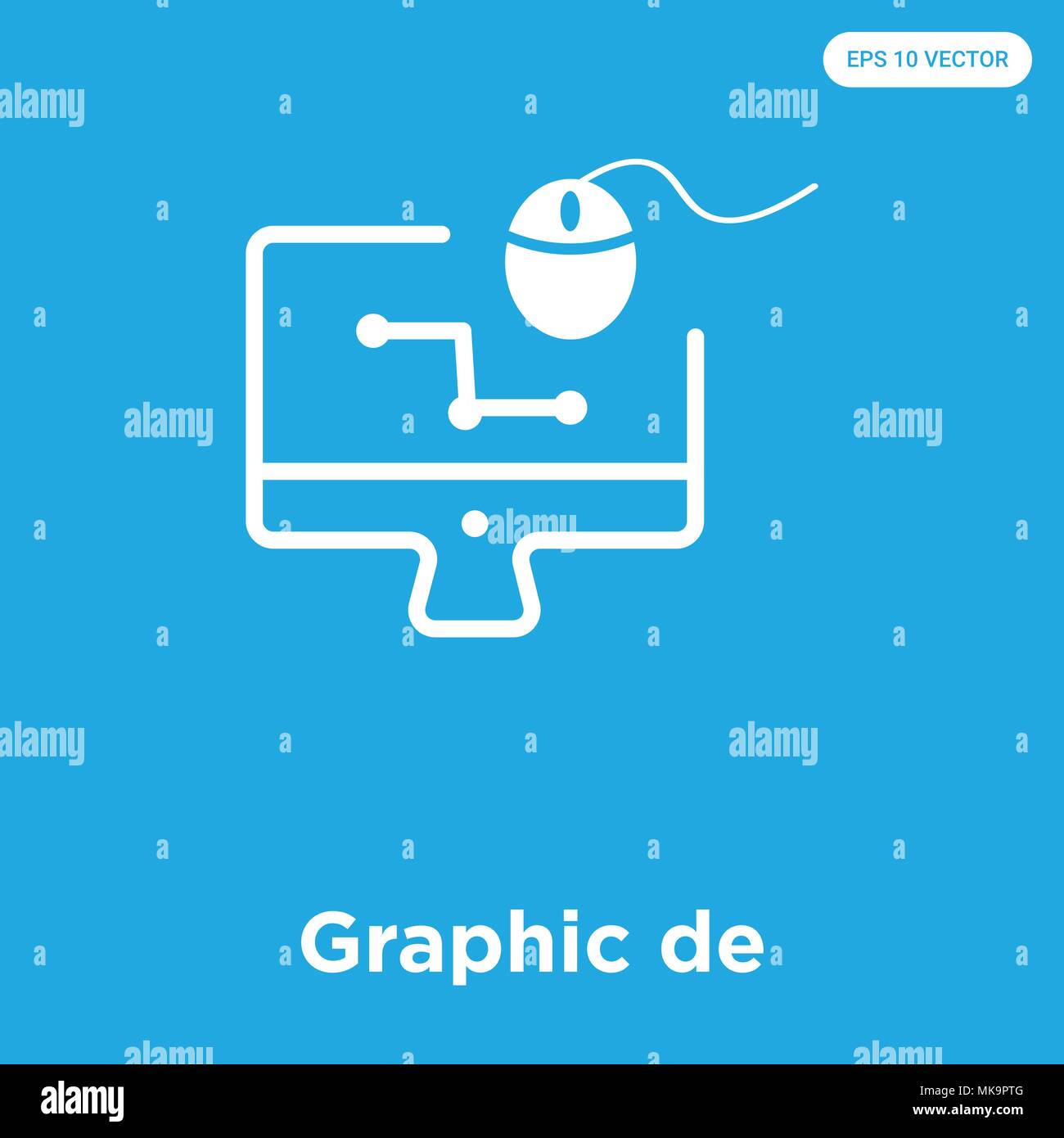 Graphic de vector icon isolated on blue background, sign and symbol ...