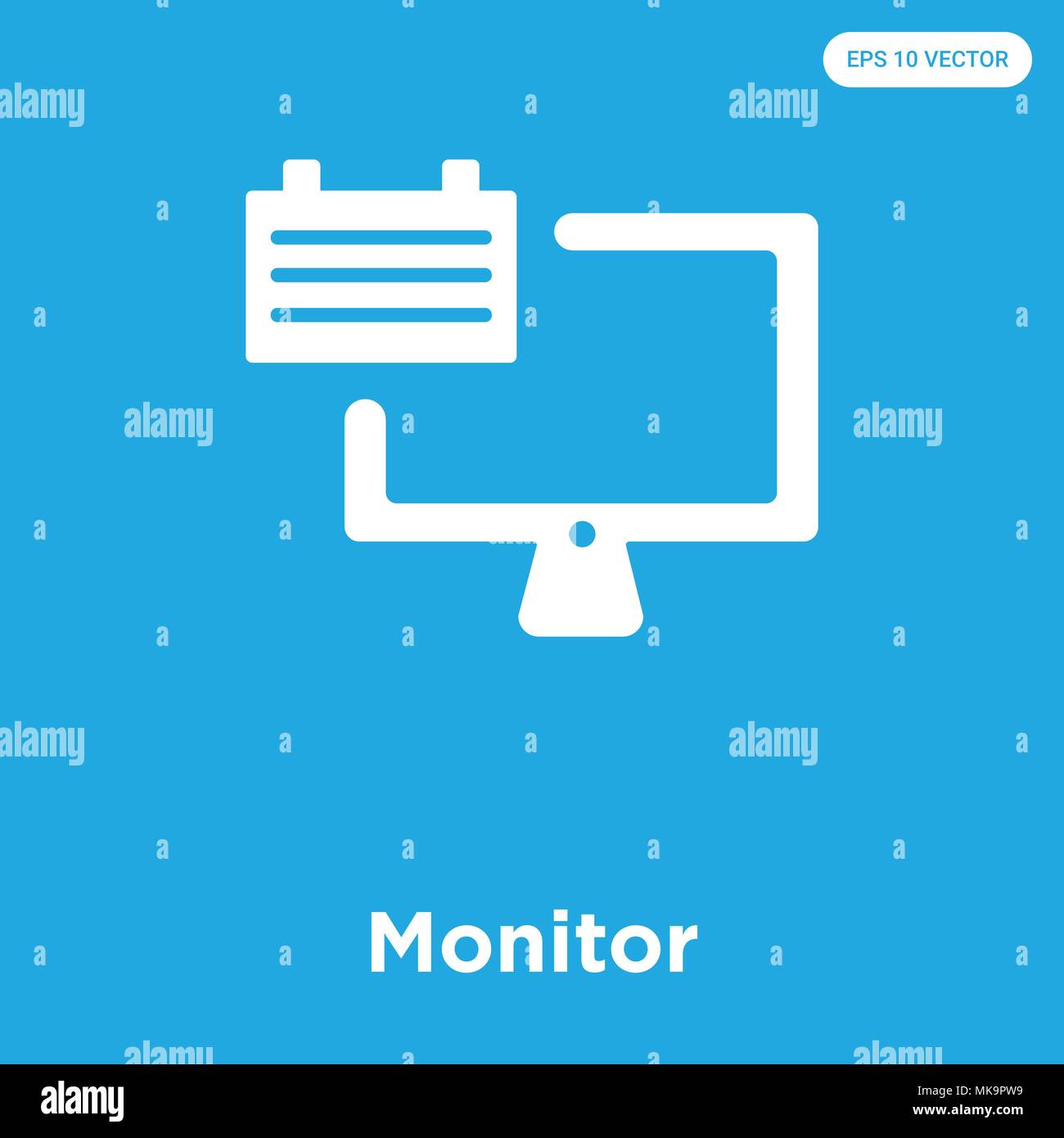 Monitor vector icon isolated on blue background, sign and symbol Stock ...