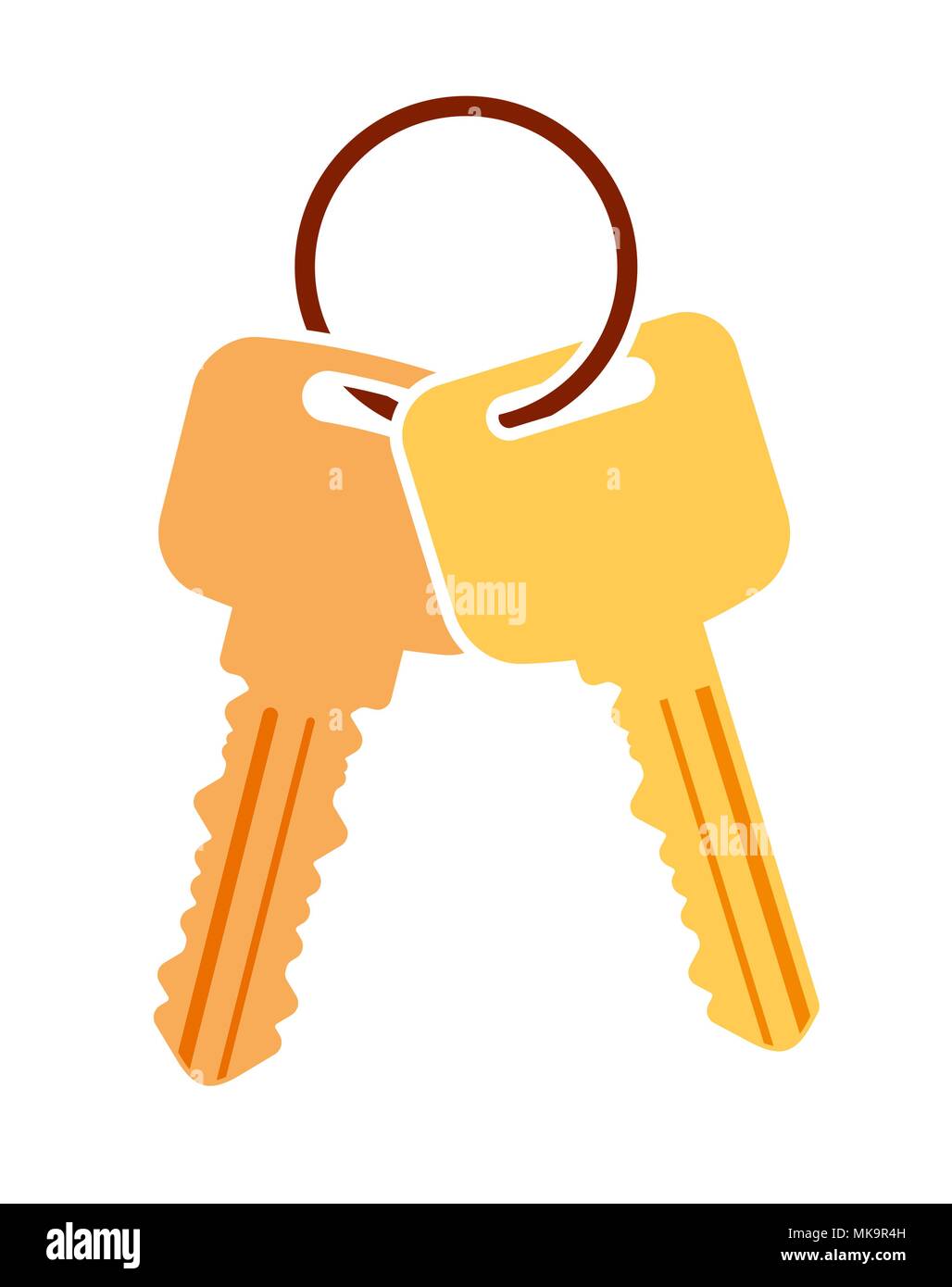 Pair of vector keys with ring. Colorful flat icon for your design Stock ...