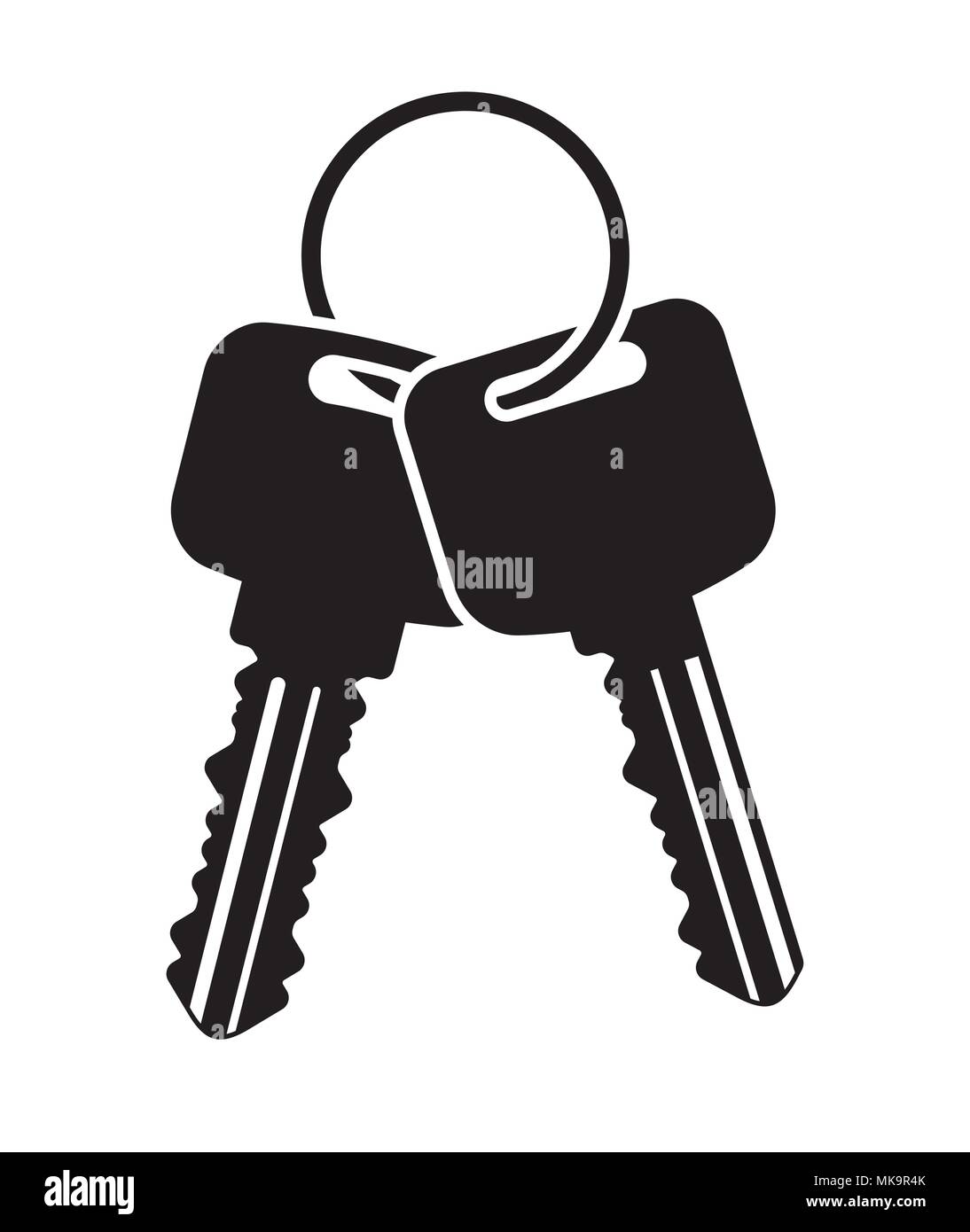 Pair of vector keys with ring. Black flat icon for your design Stock ...