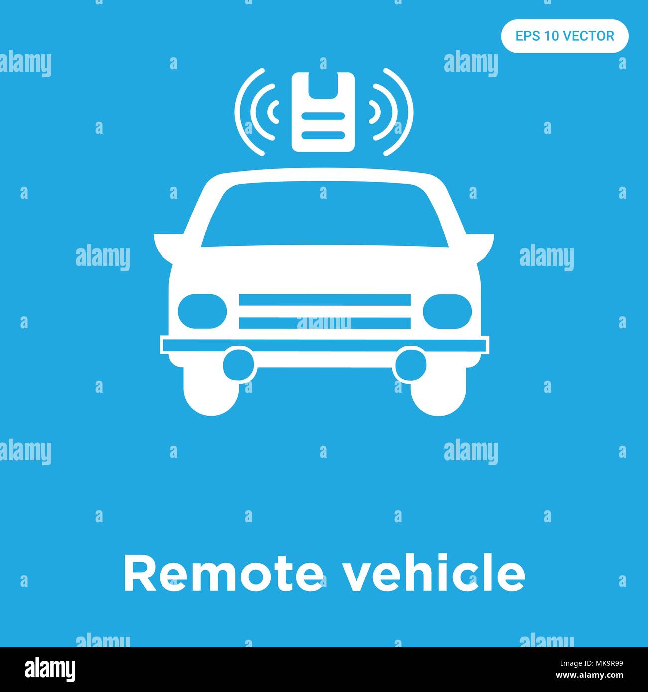 Remote vehicle vector icon isolated on blue background, sign and symbol ...