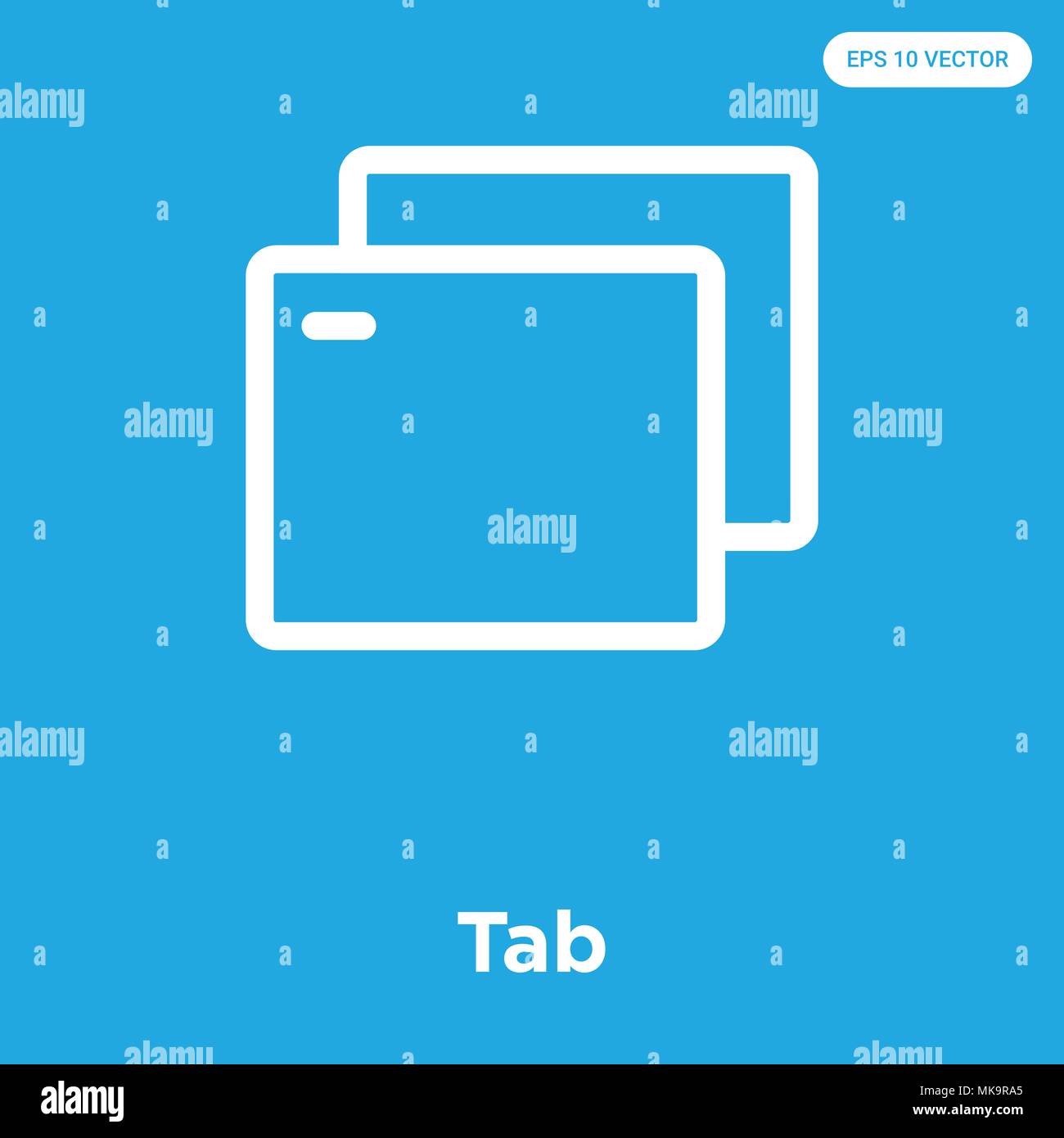 Tab vector icon isolated on blue background, sign and symbol Stock ...