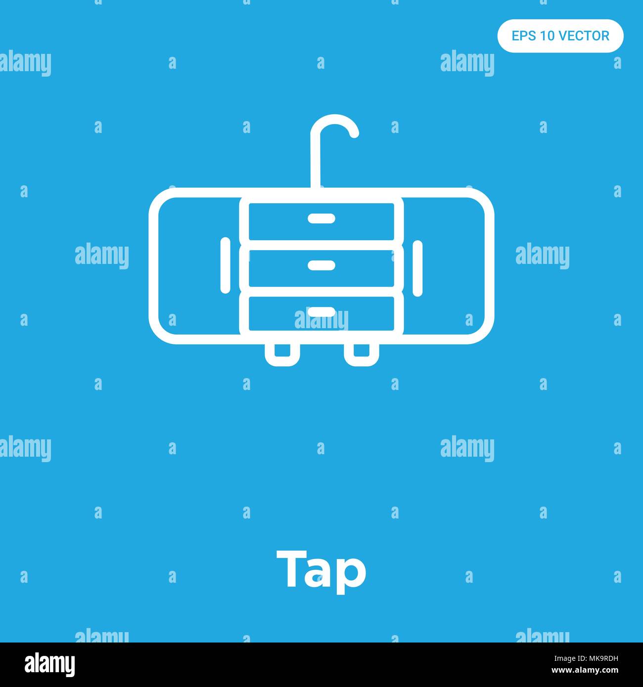 Tap vector icon isolated on blue background, sign and symbol Stock ...