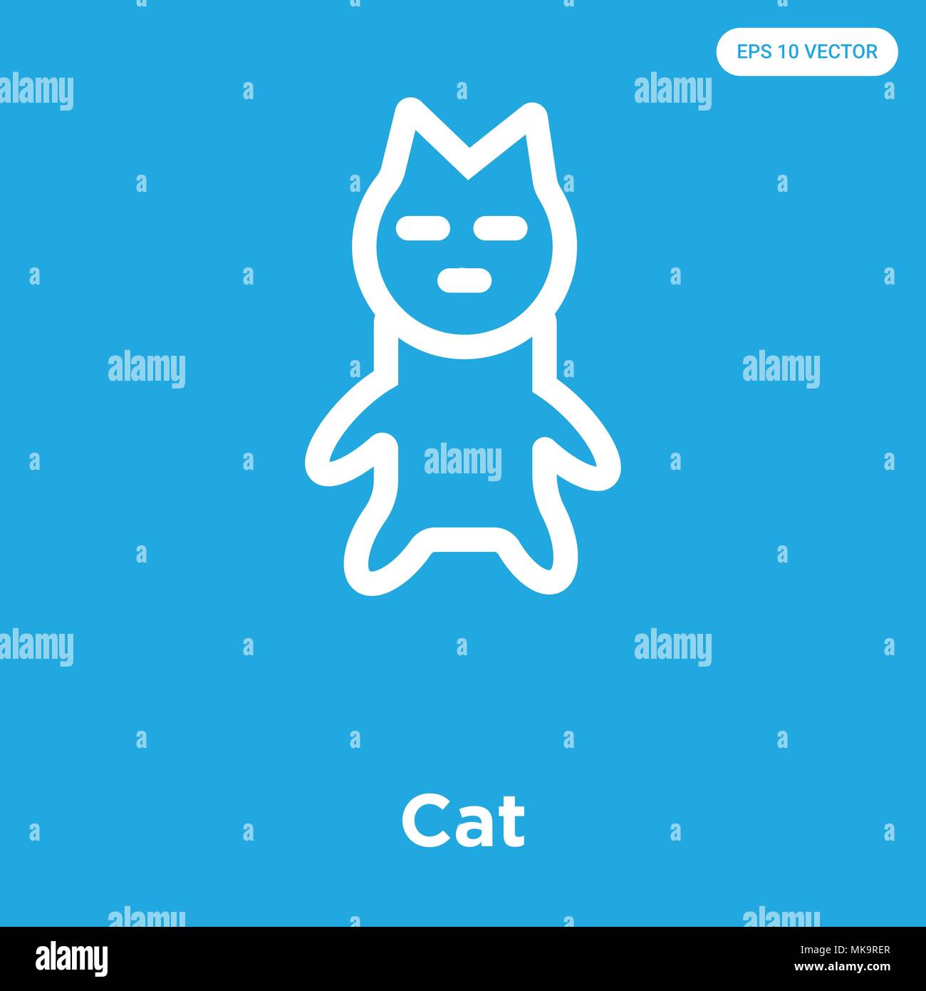 Cat vector icon isolated on blue background, sign and symbol Stock ...