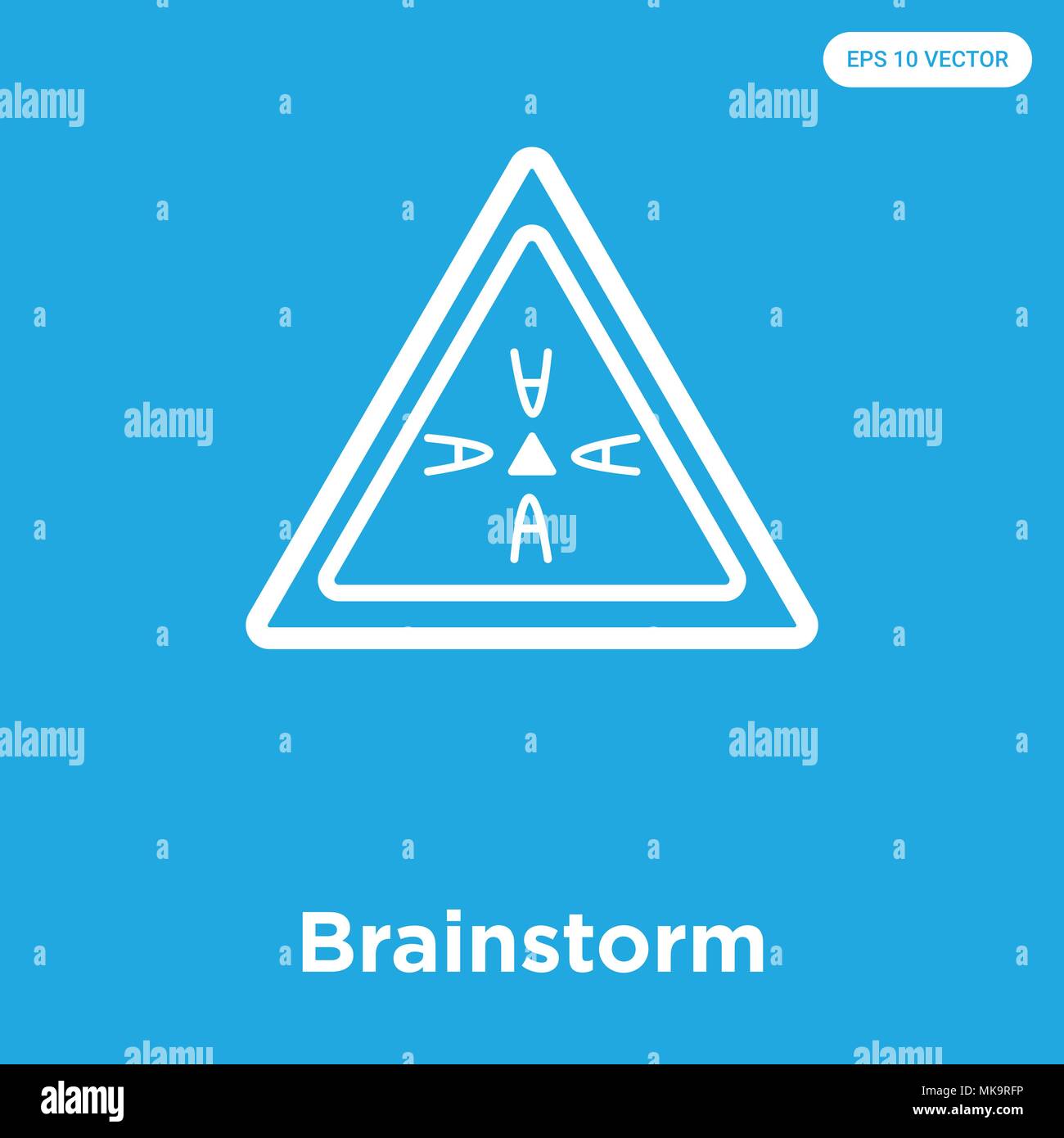 Brainstorm vector icon isolated on blue background, sign and symbol ...