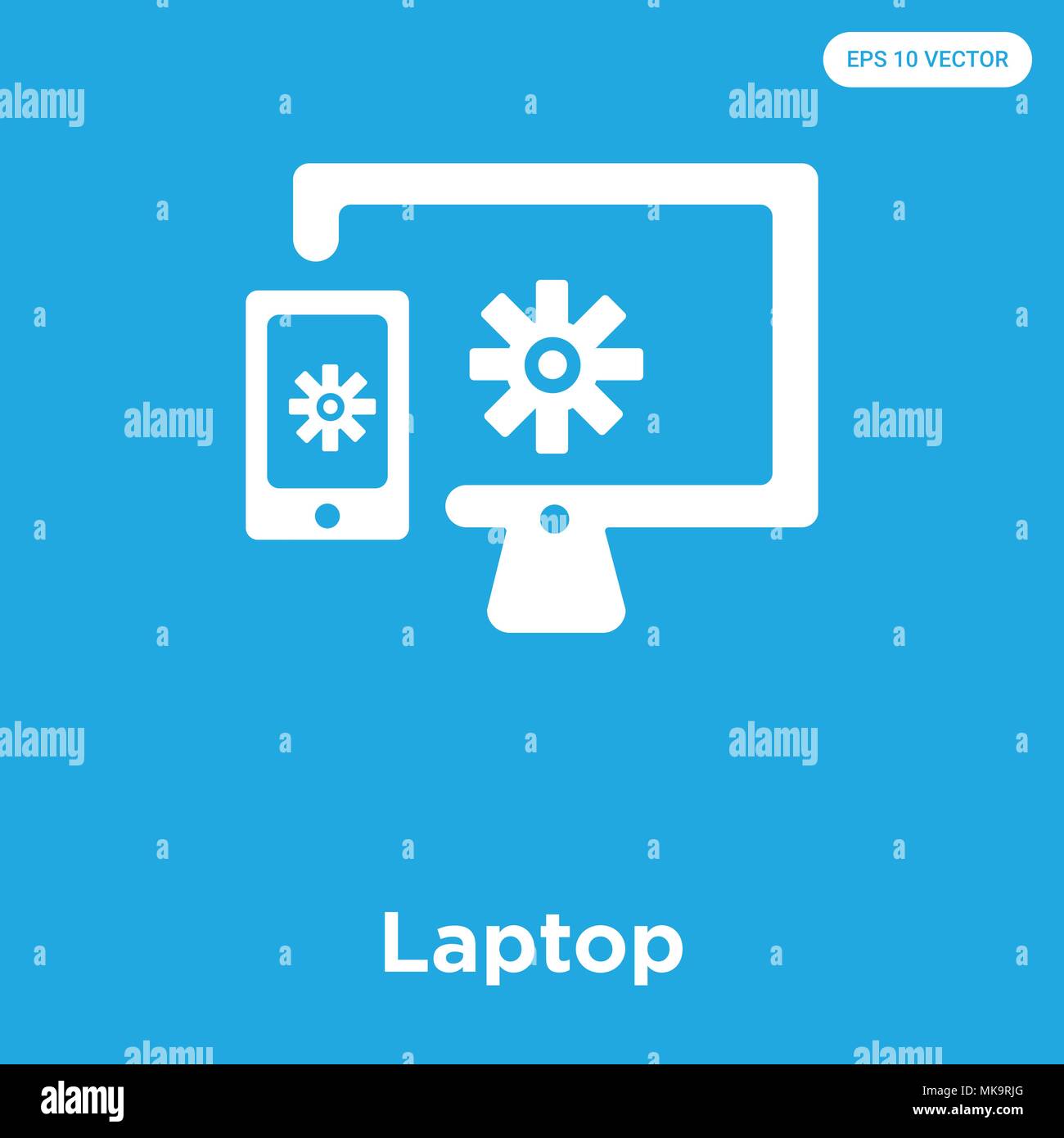 Laptop vector icon isolated on blue background, sign and symbol Stock ...