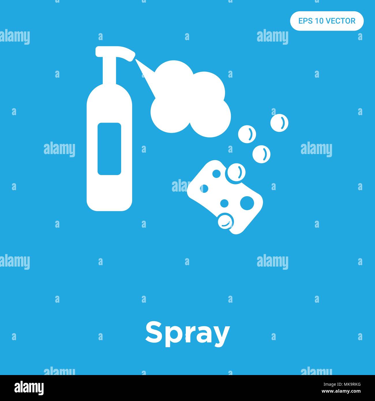 Spray vector icon isolated on blue background, sign and symbol Stock ...