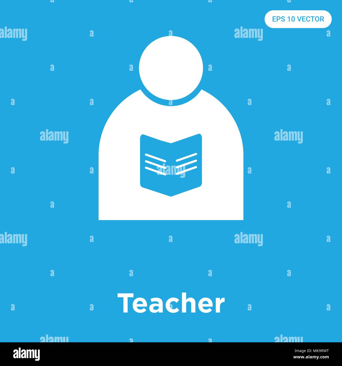 Teacher vector icon isolated on blue background, sign and symbol Stock ...