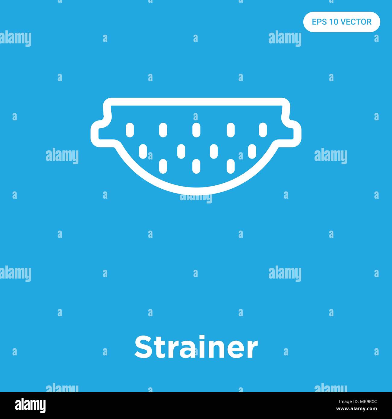 Strainer vector icon isolated on blue background, sign and symbol Stock ...