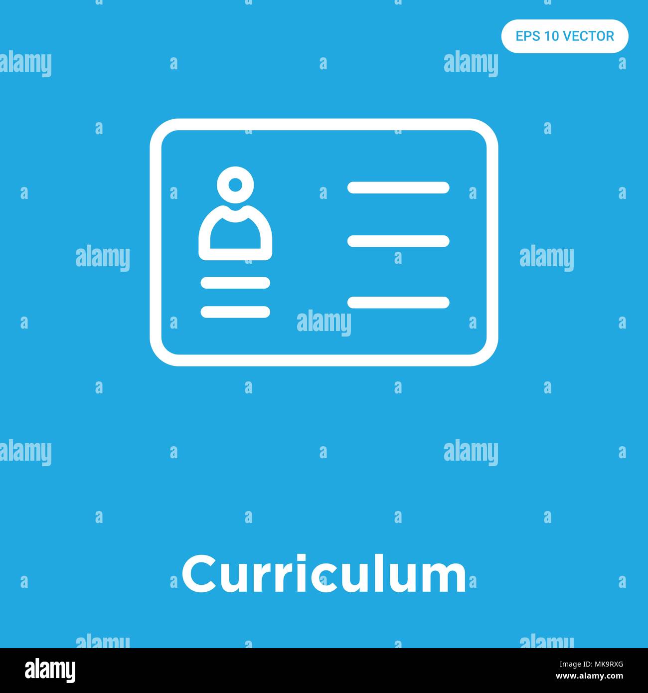 Curriculum vector icon isolated on blue background, sign and symbol ...