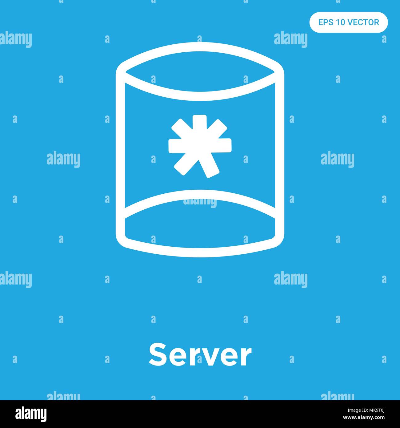 Server vector icon isolated on blue background, sign and symbol Stock ...