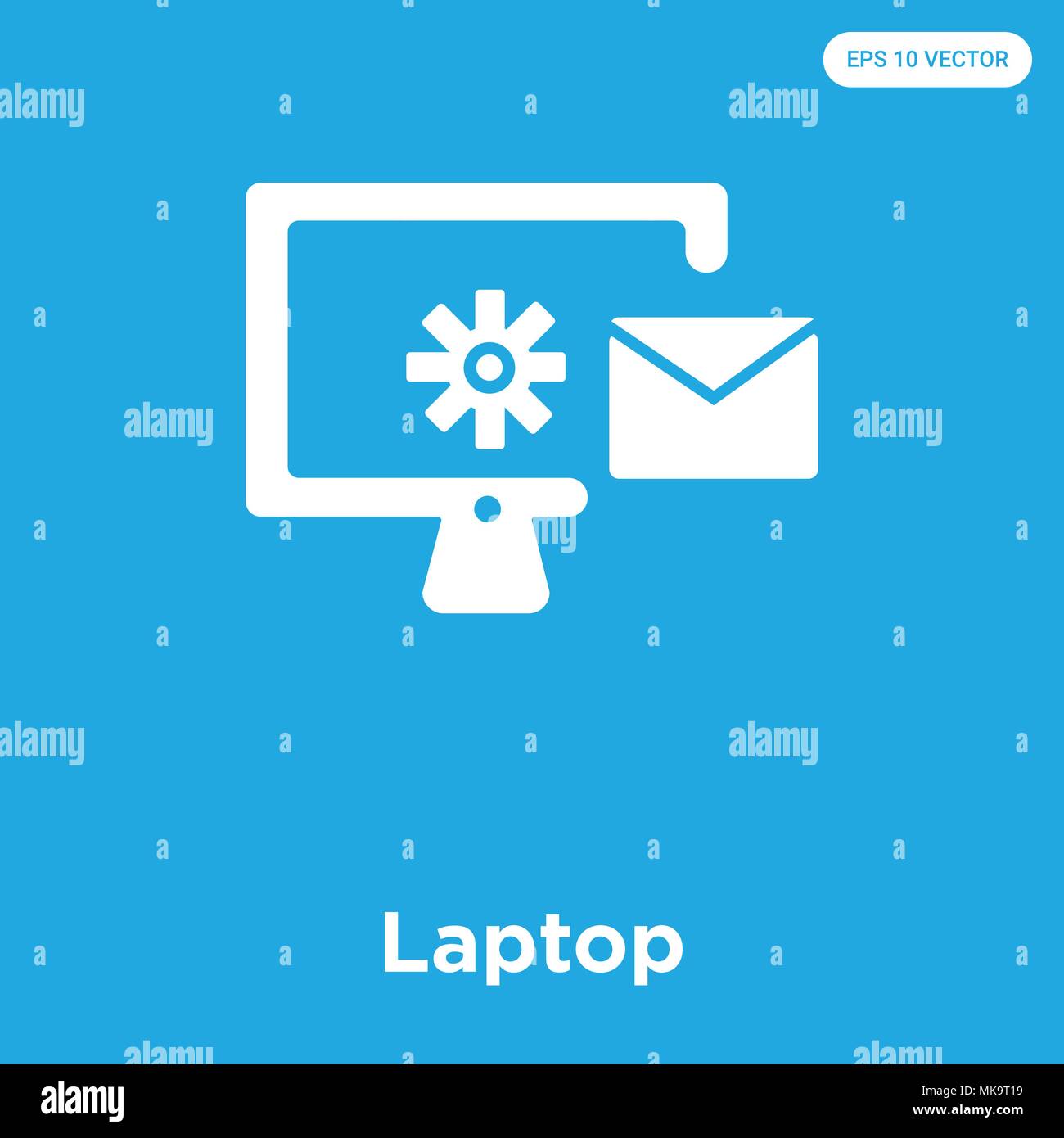 Laptop vector icon isolated on blue background, sign and symbol Stock ...