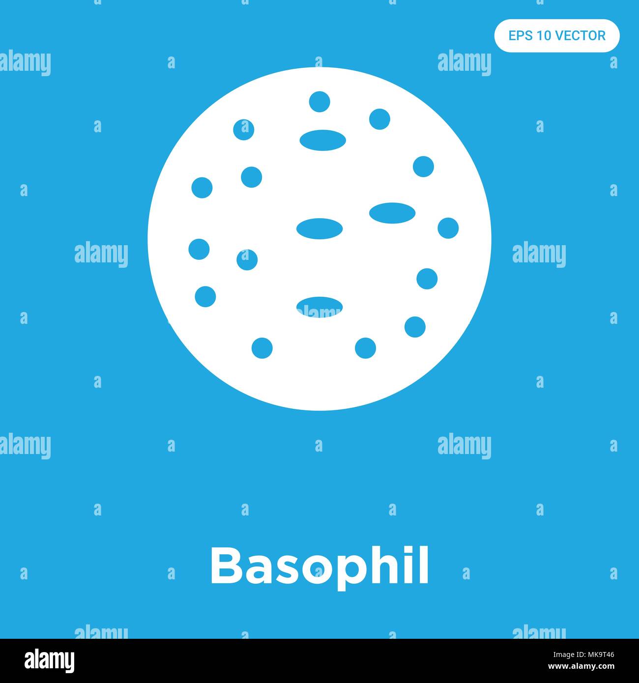 Basophil vector icon isolated on blue background, sign and symbol Stock ...