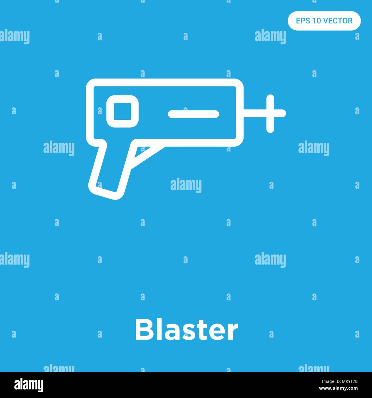 Blaster vector icon isolated on blue background, sign and symbol Stock ...